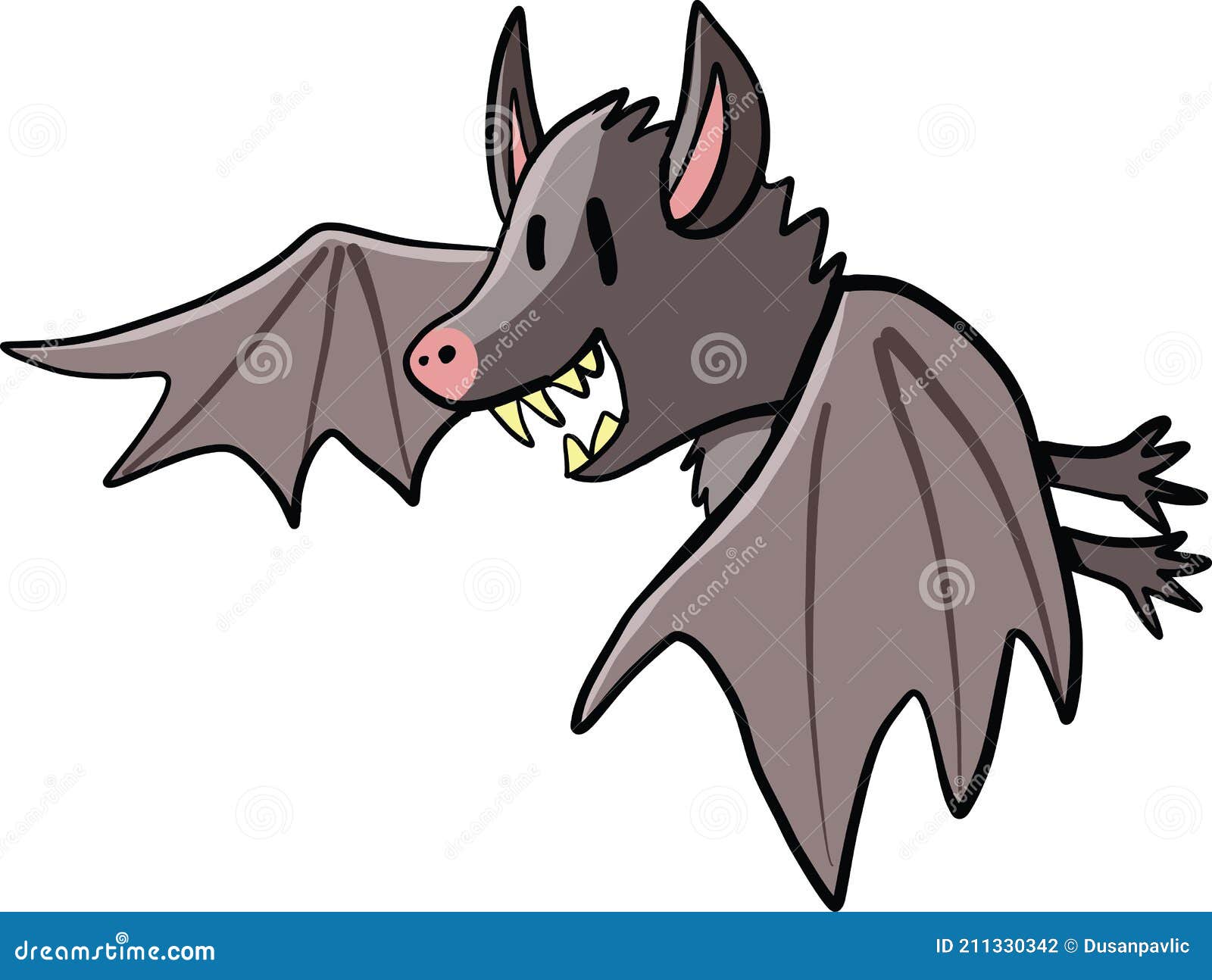 Children`s Drawing of a Bat in Flight Stock Illustration - Illustration ...