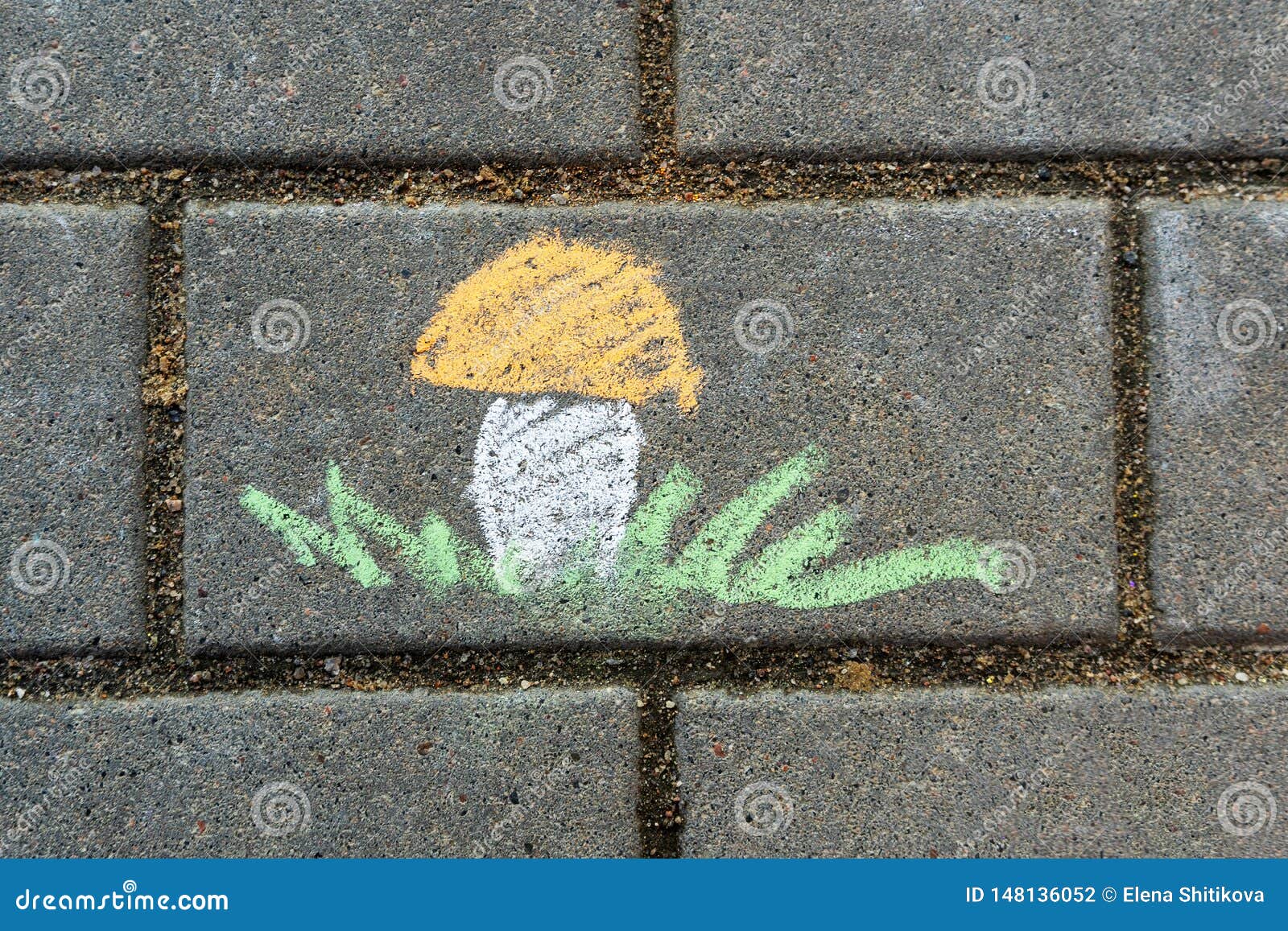 Children`s Drawing with Chalk on Asphalt. Stock Illustration ...