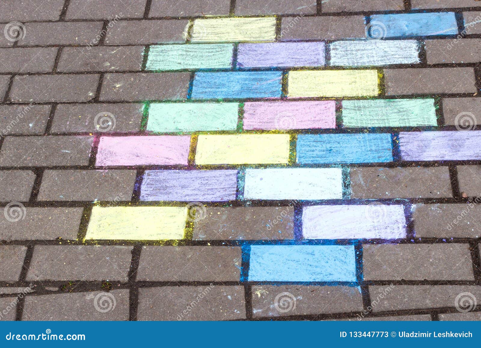 Children`s Drawing with Chalk on the Sidewalk Stock Image - Image of ...