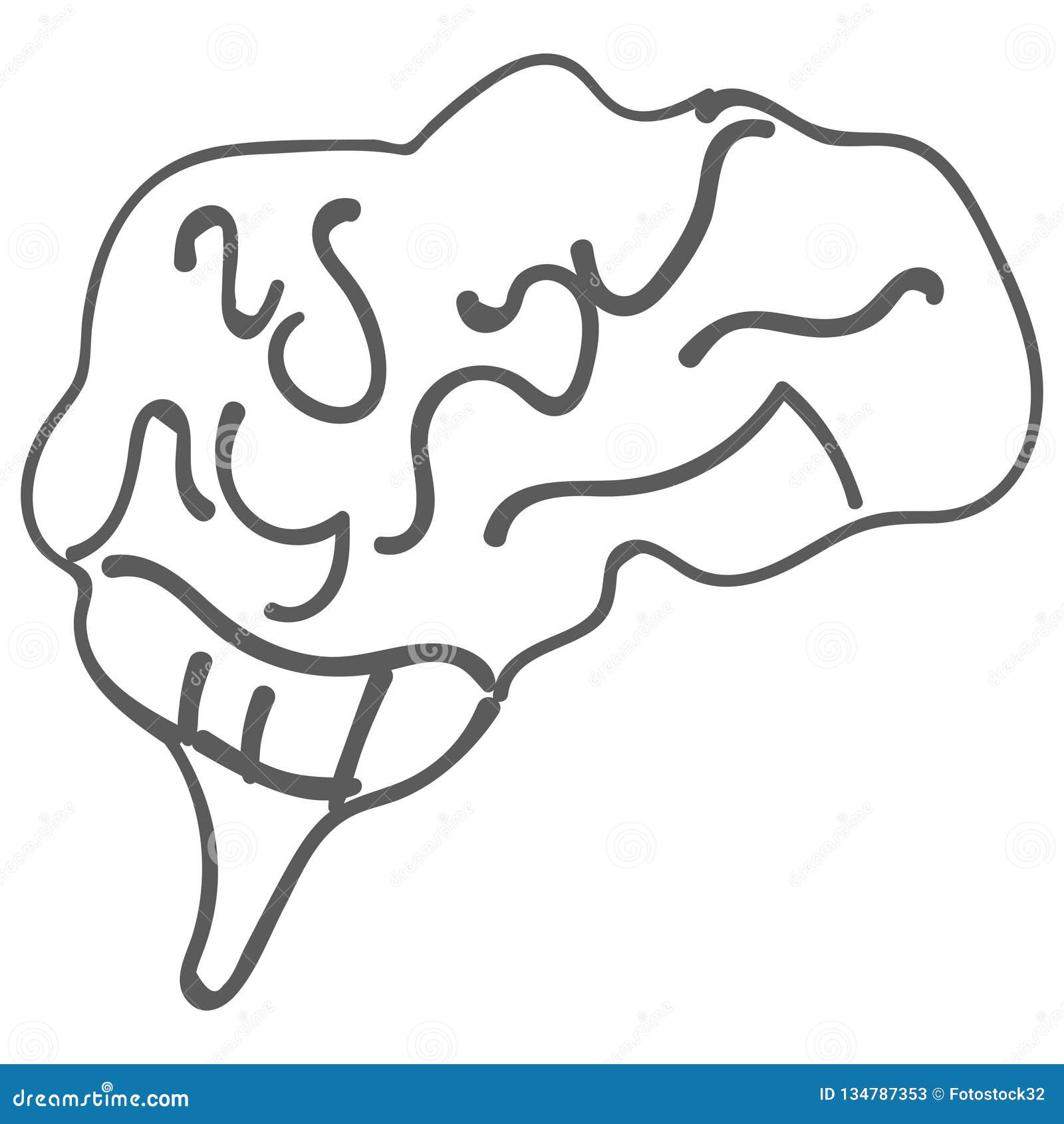 Children S Drawing of Human Brain Stock Illustration - Illustration of ...