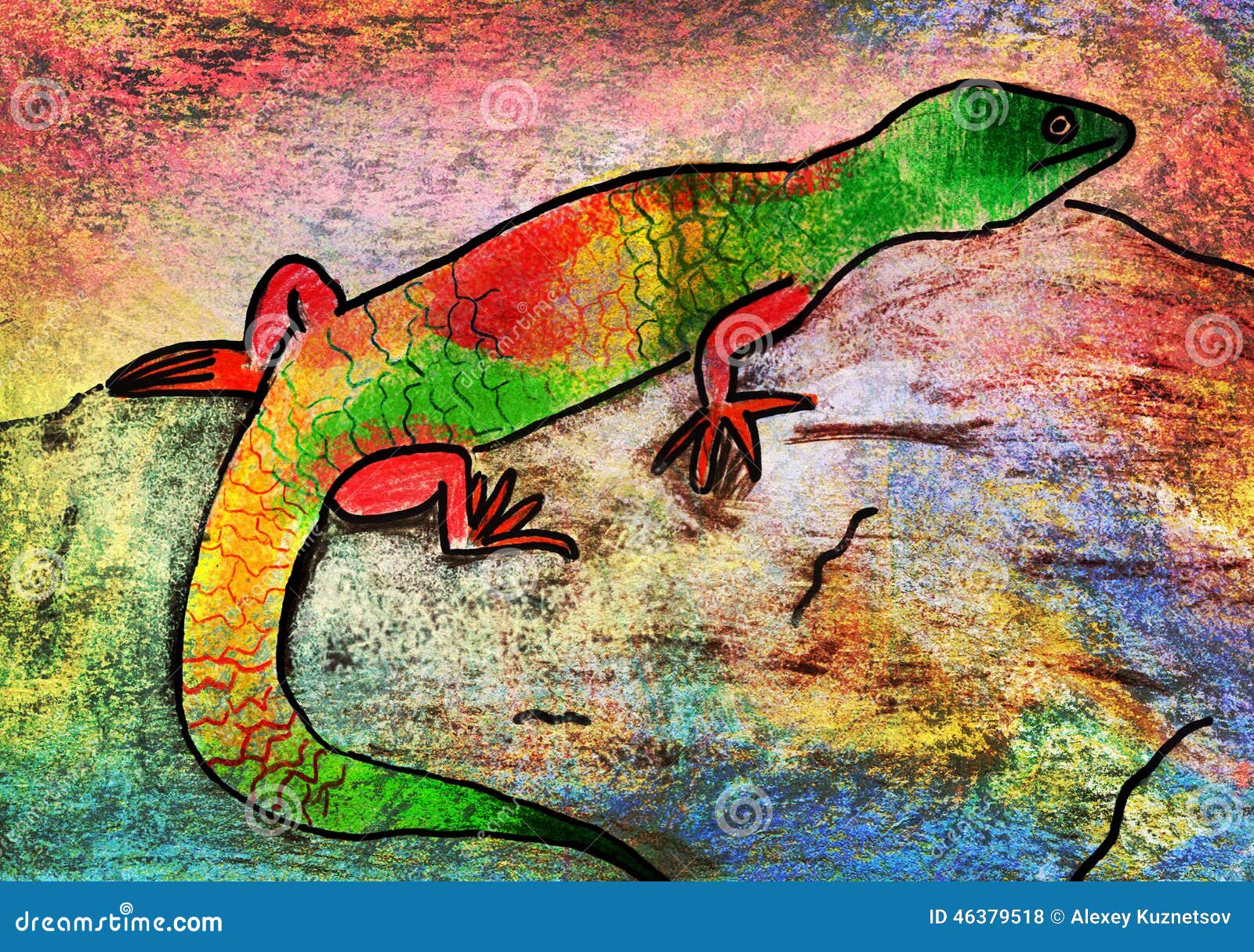 Children S Drawing of a Lizard Stock Illustration - Illustration of ...