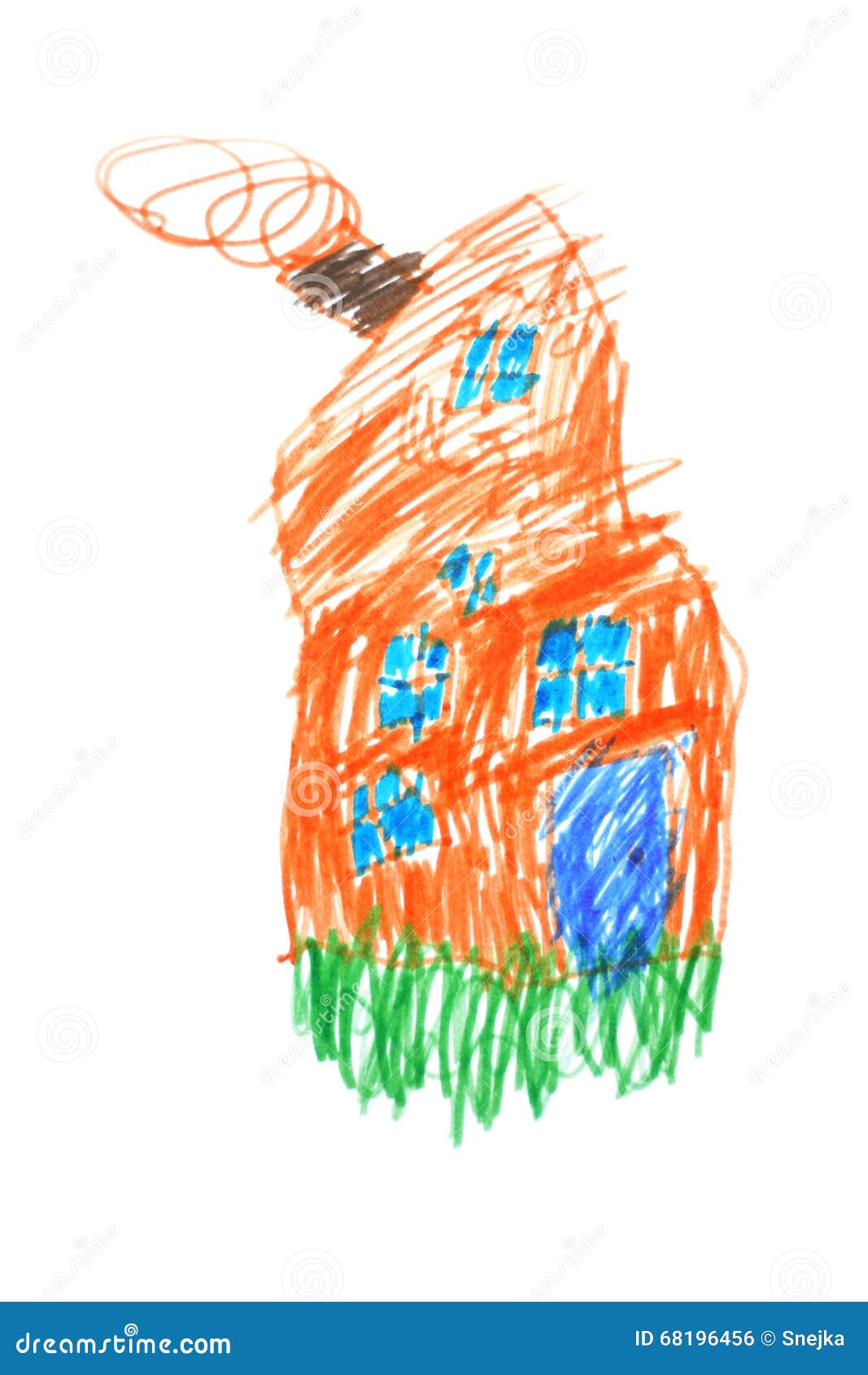 Children s drawing stock illustration. Illustration of house - 68196456