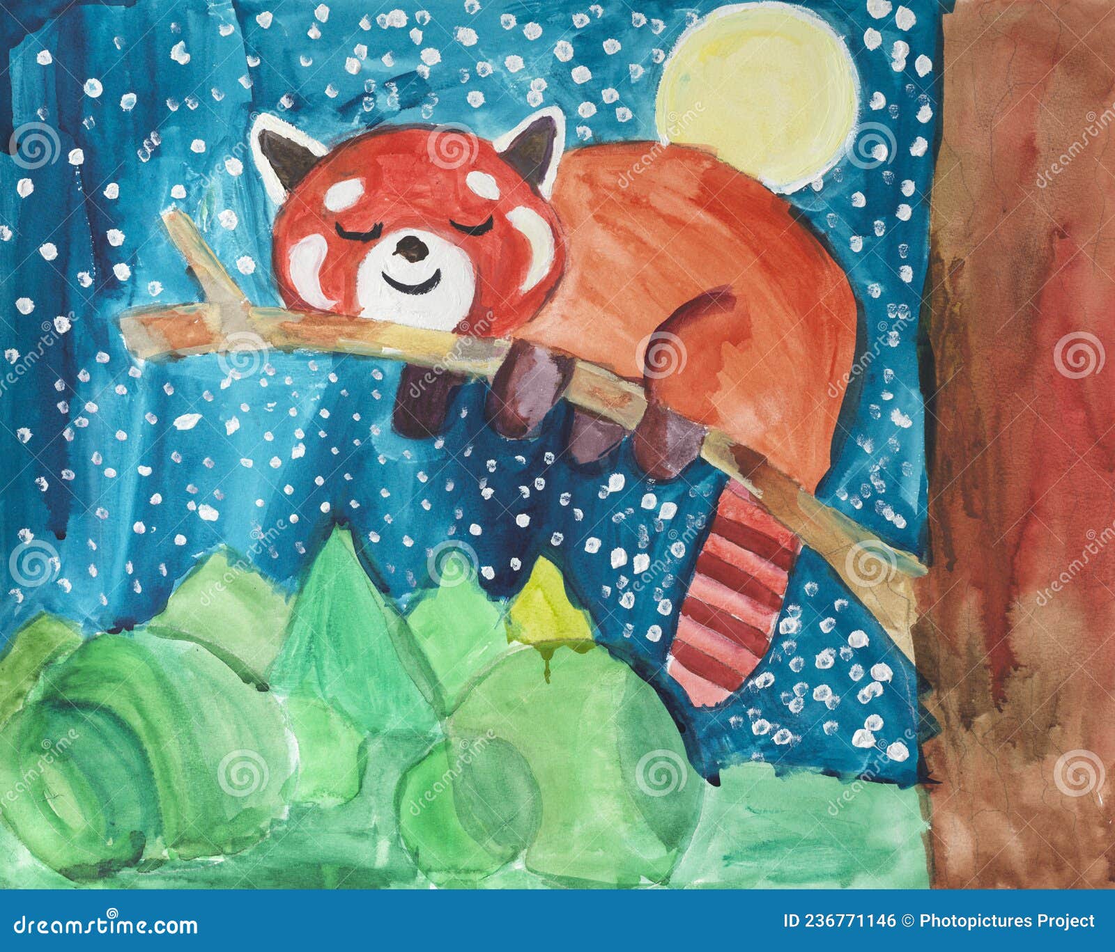 Children S Drawing of Red Panda Stock Illustration - Illustration of ...