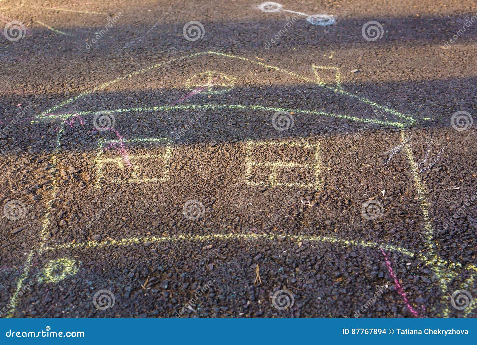 Children`s Drawings of Crayons on the Pavement Stock Photo - Image of ...