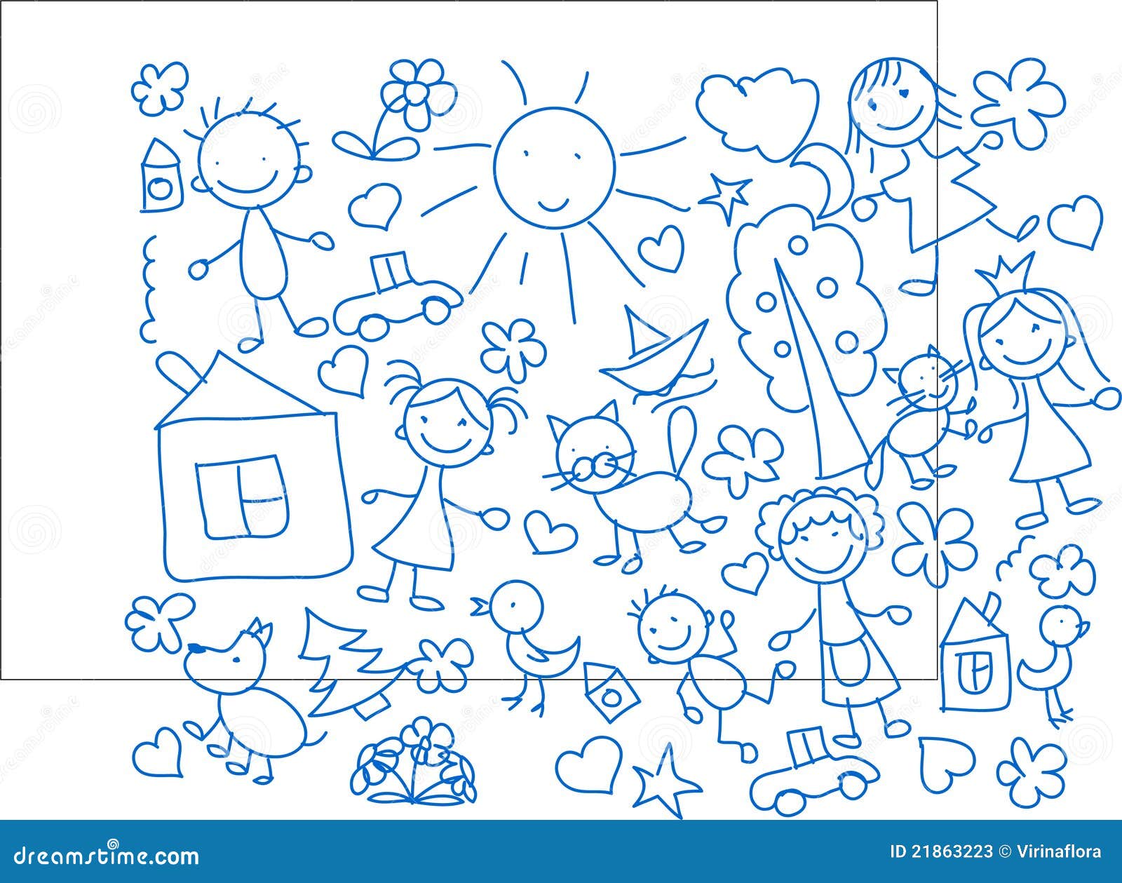 Children s drawings,vector stock vector. Illustration of funny - 21863223