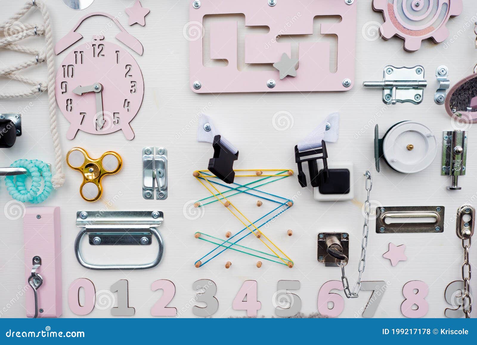 Children`s Educational Board, Various Tactile Elements Stock Photo ...