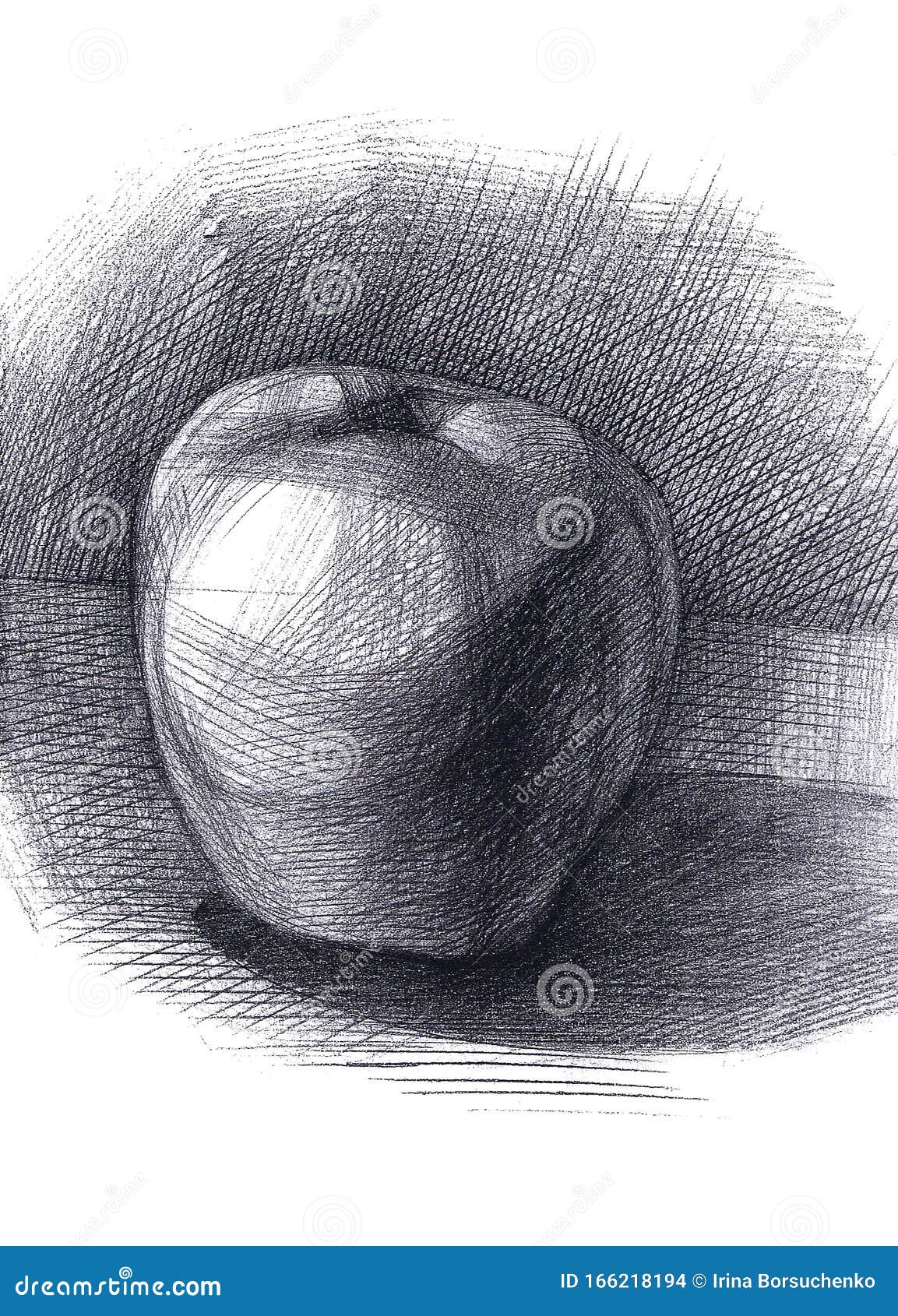 Children `s Educational Drawing of Apple Stock Illustration ...