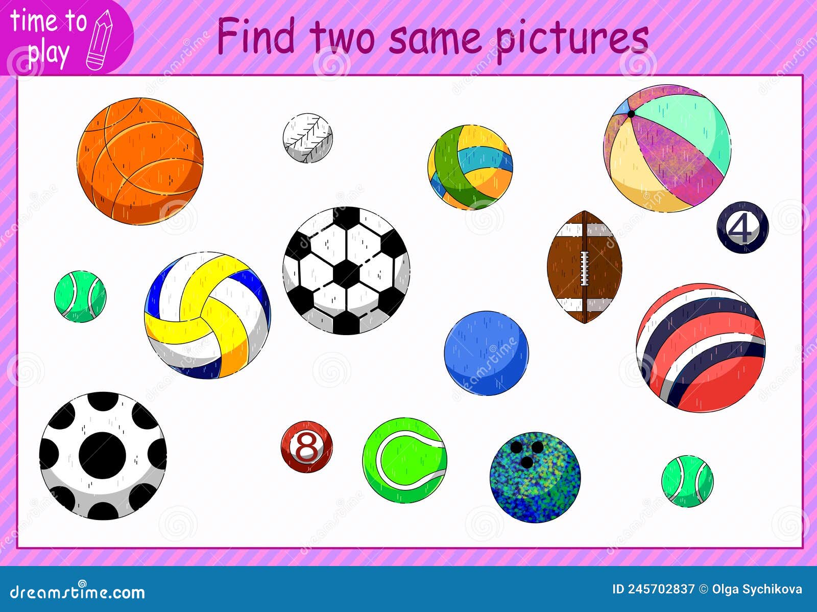Children`s Educational Game, Tasks. Find Two Identical Objects. Stock ...
