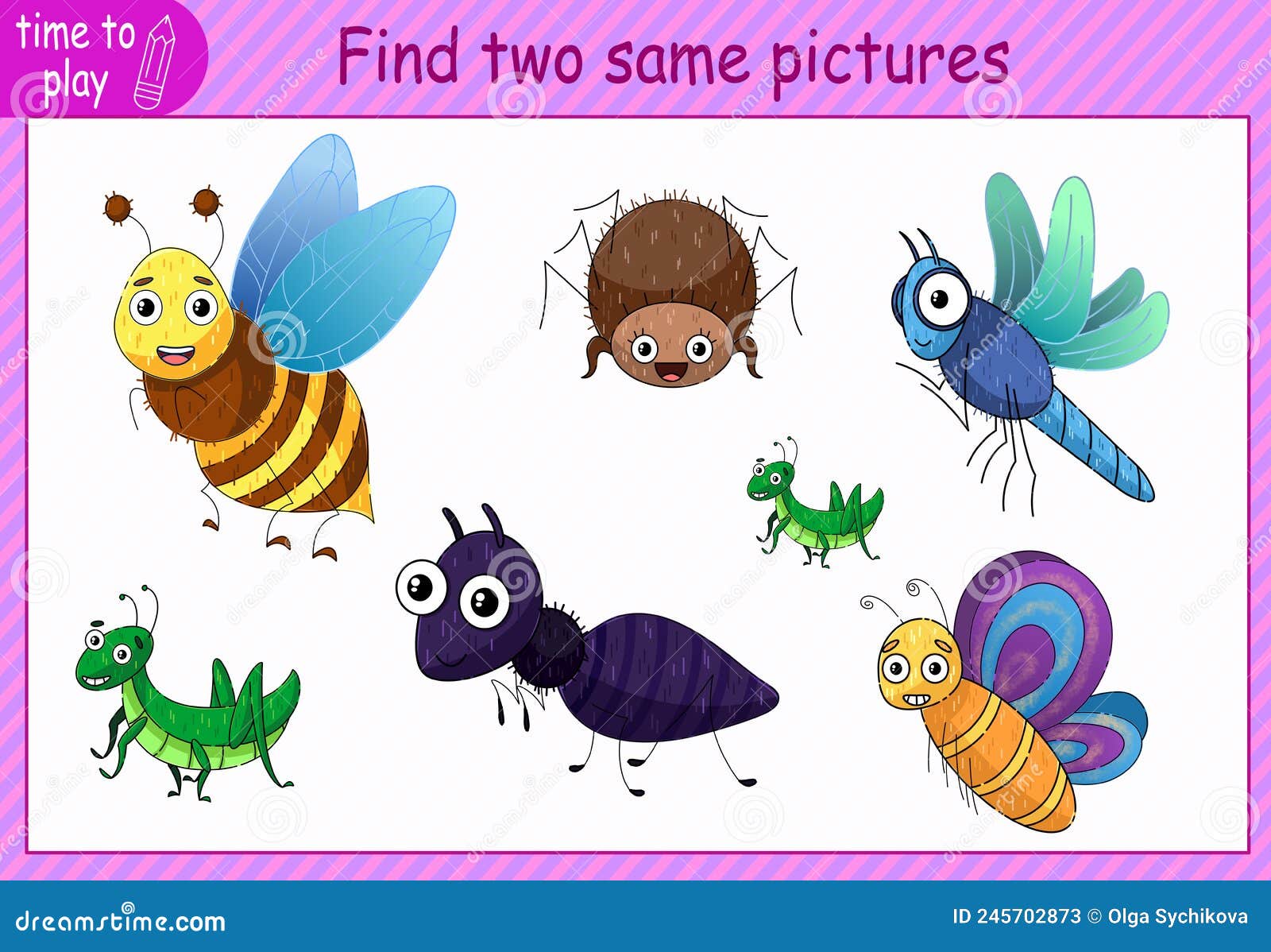 Children`s Educational Game, Tasks. Find Two Identical Objects. Stock ...
