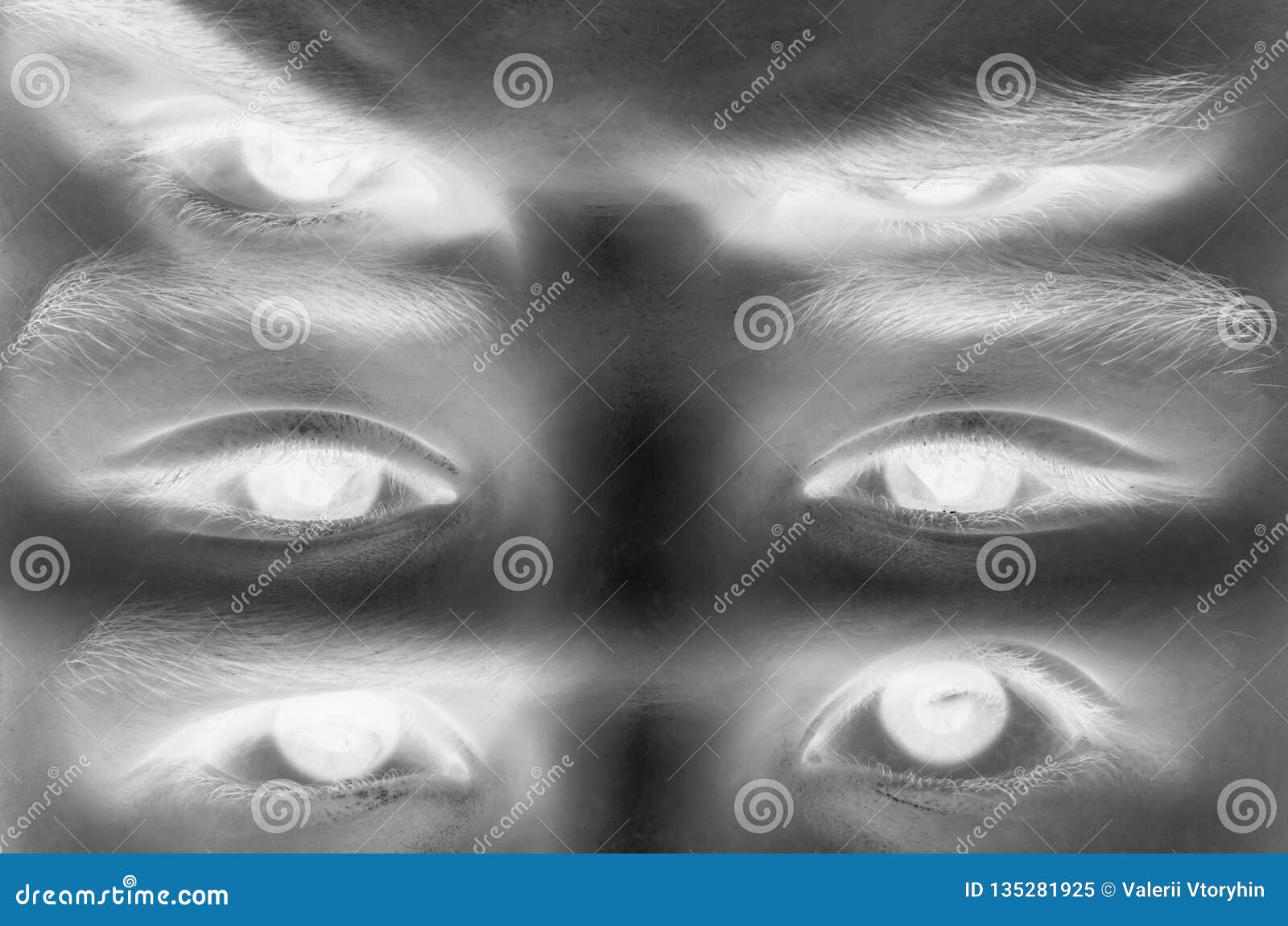 These Children`s Eyes in Different Versions of the Photo Stock Image ...