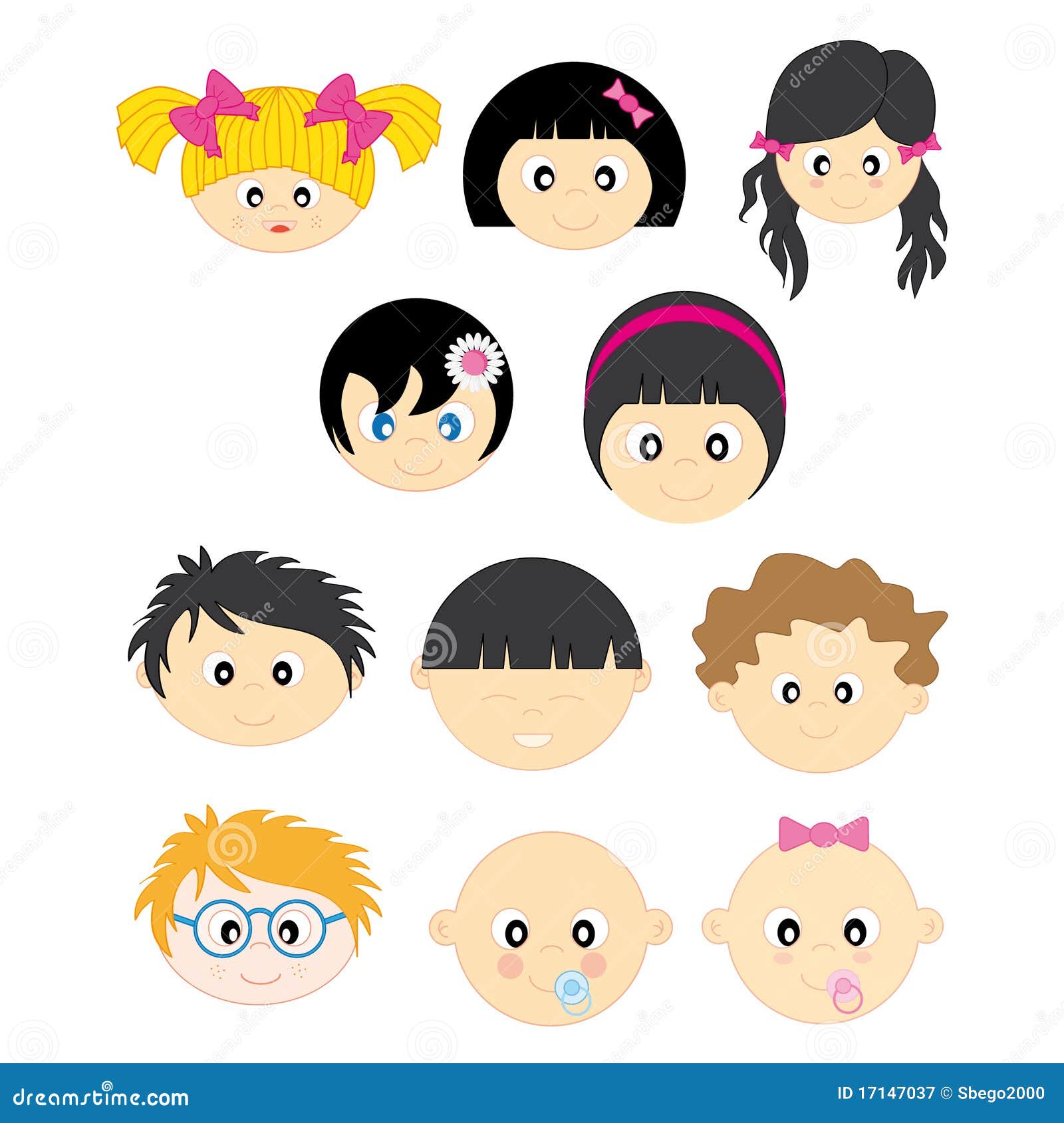 Children s faces stock vector. Illustration of character - 17147037