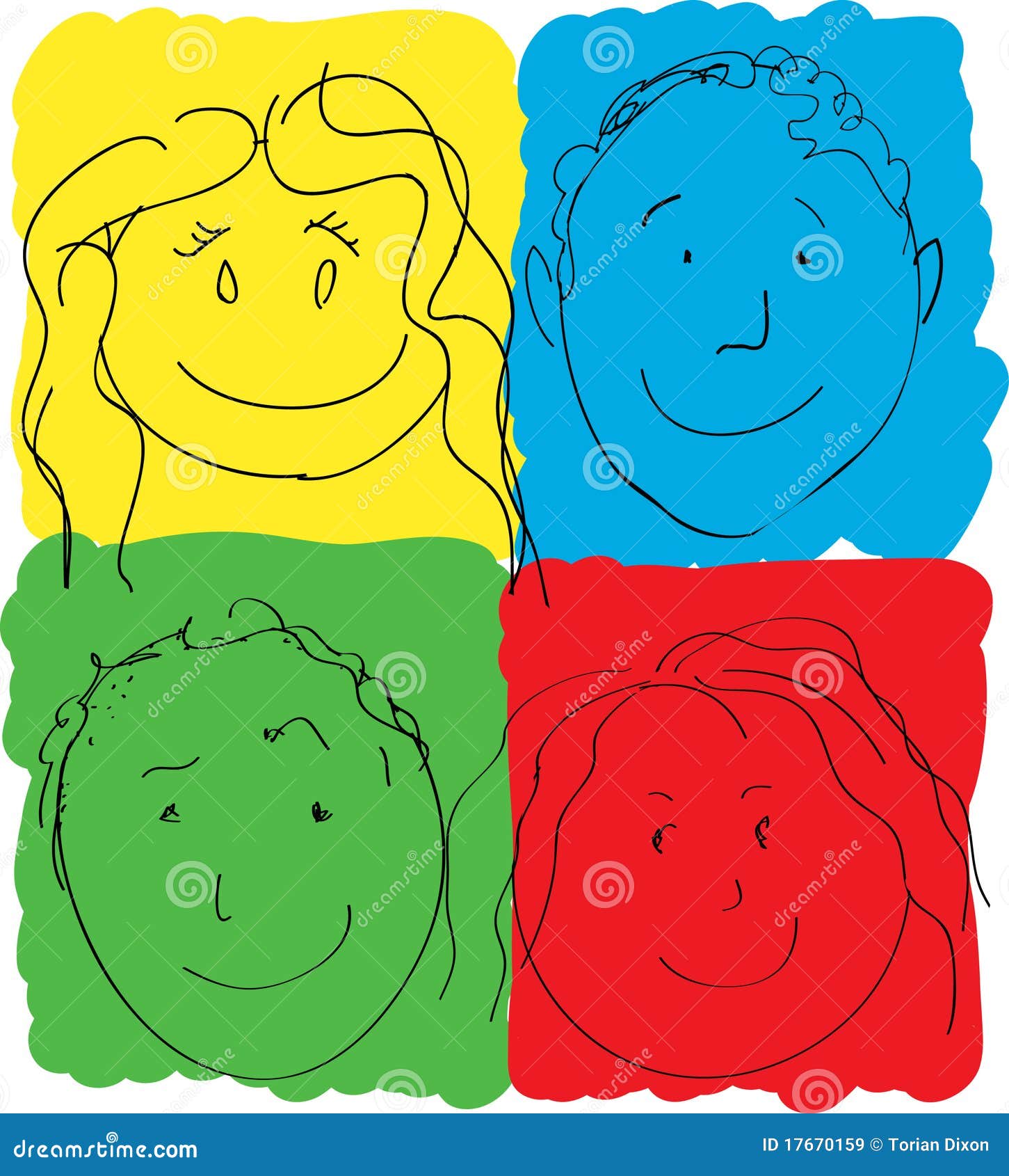 Children S Faces, Primary Colors Stock Vector - Illustration of colors ...