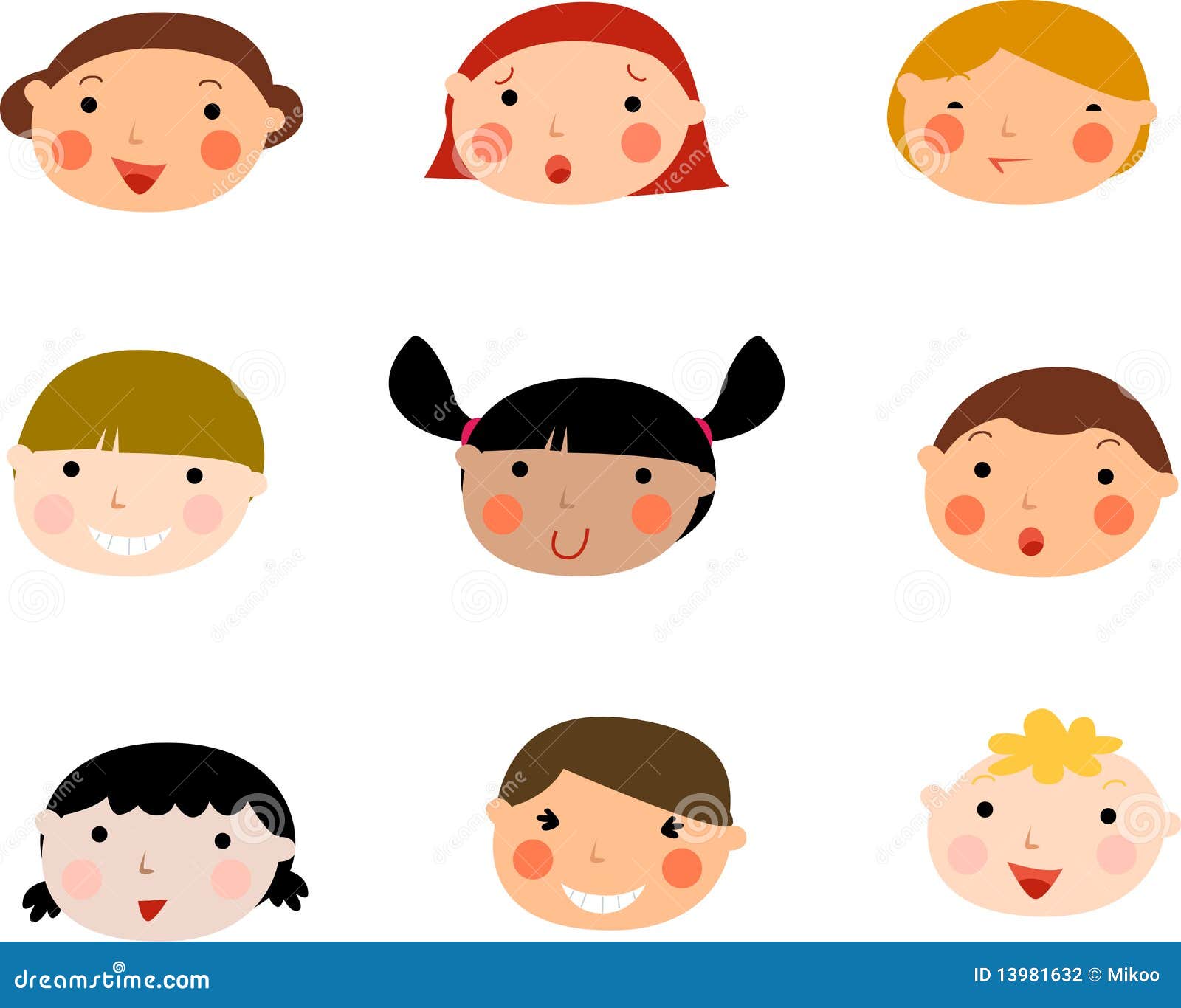 Children s faces. Set stock vector. Illustration of icon - 13981632