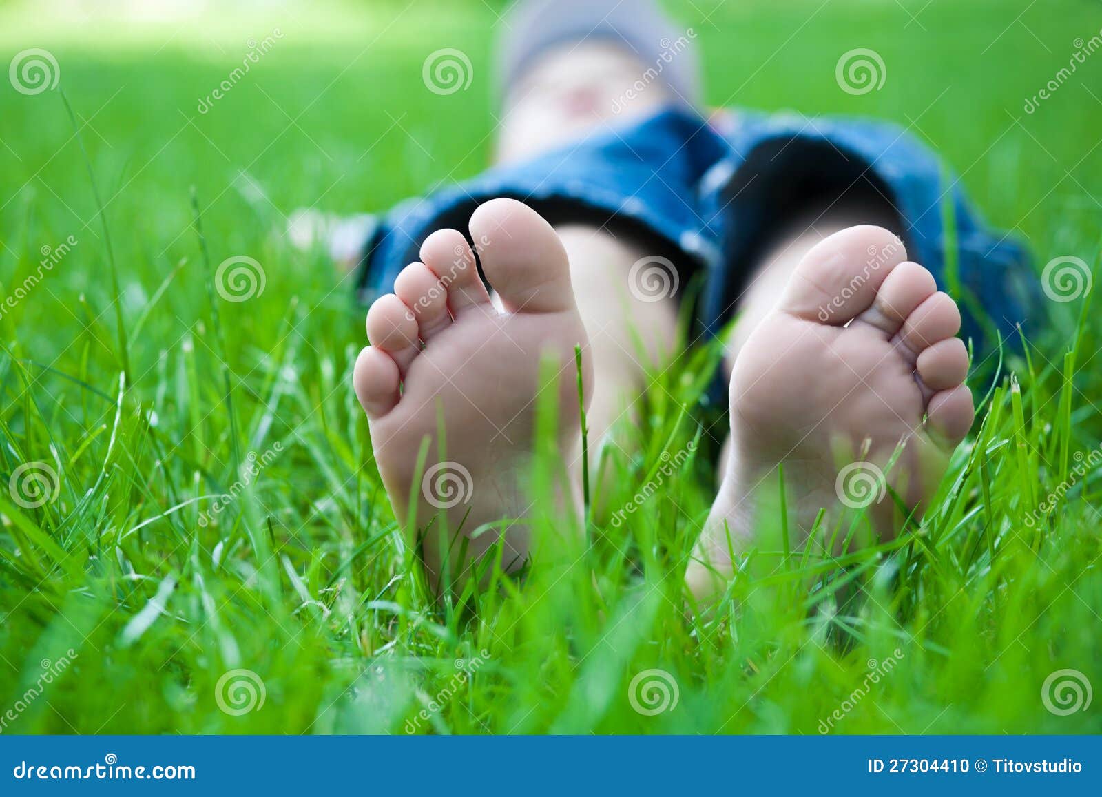 Children S Feet on Grass. Picnic in Spring Park Stock Photo - Image of ...