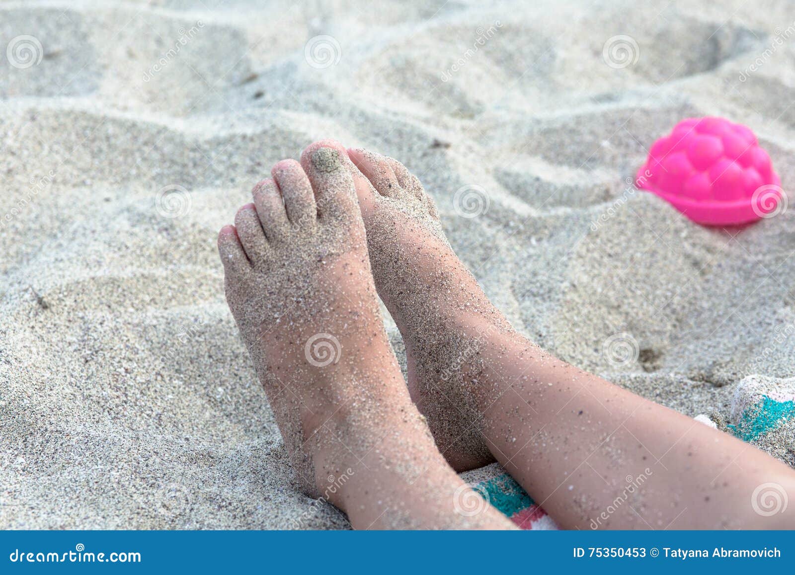 Children S Feet in the Sand on the Beach Stock Image - Image of ...