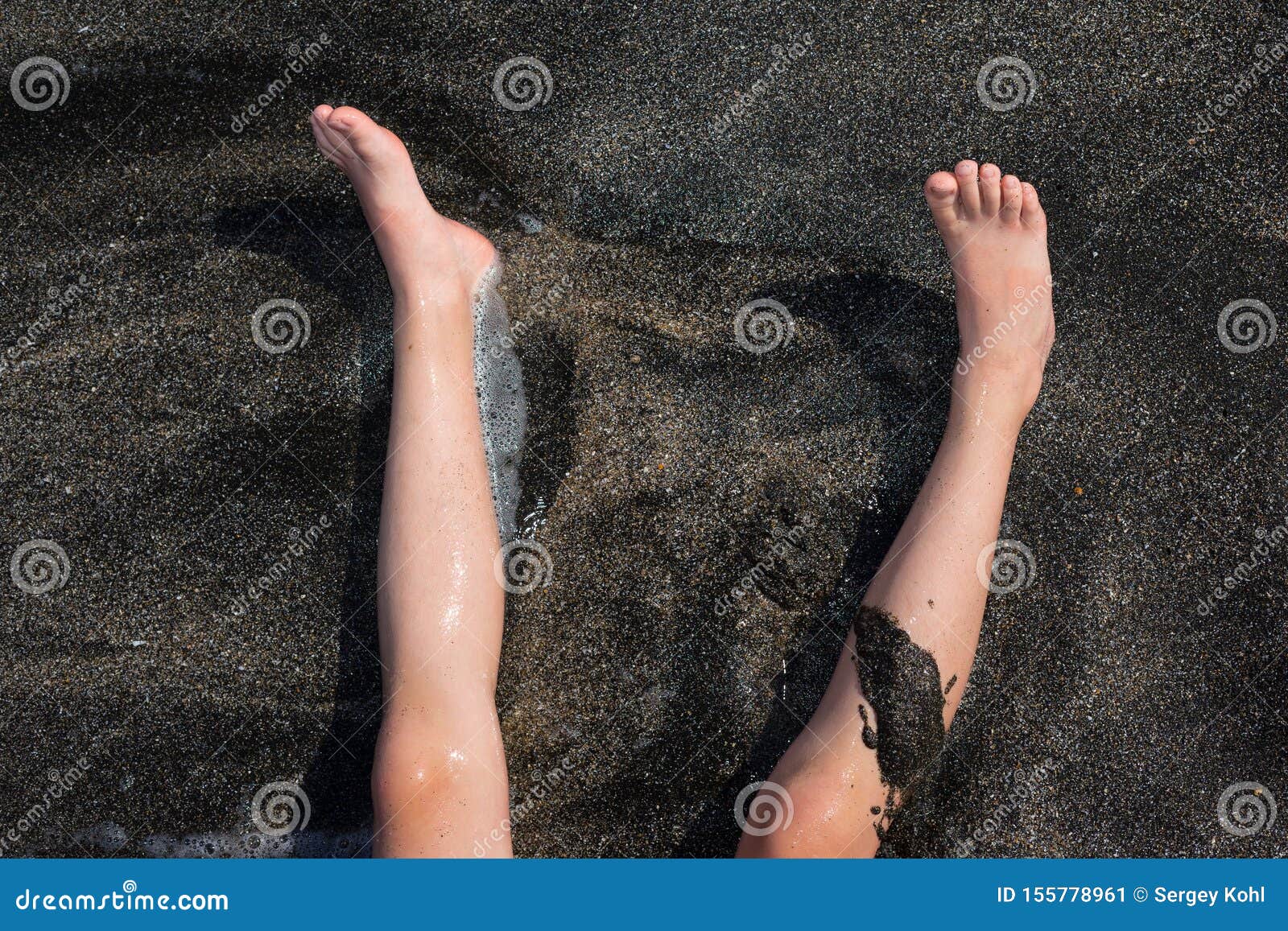 Children`s Feet on the Sand. Stock Image - Image of barefooted ...