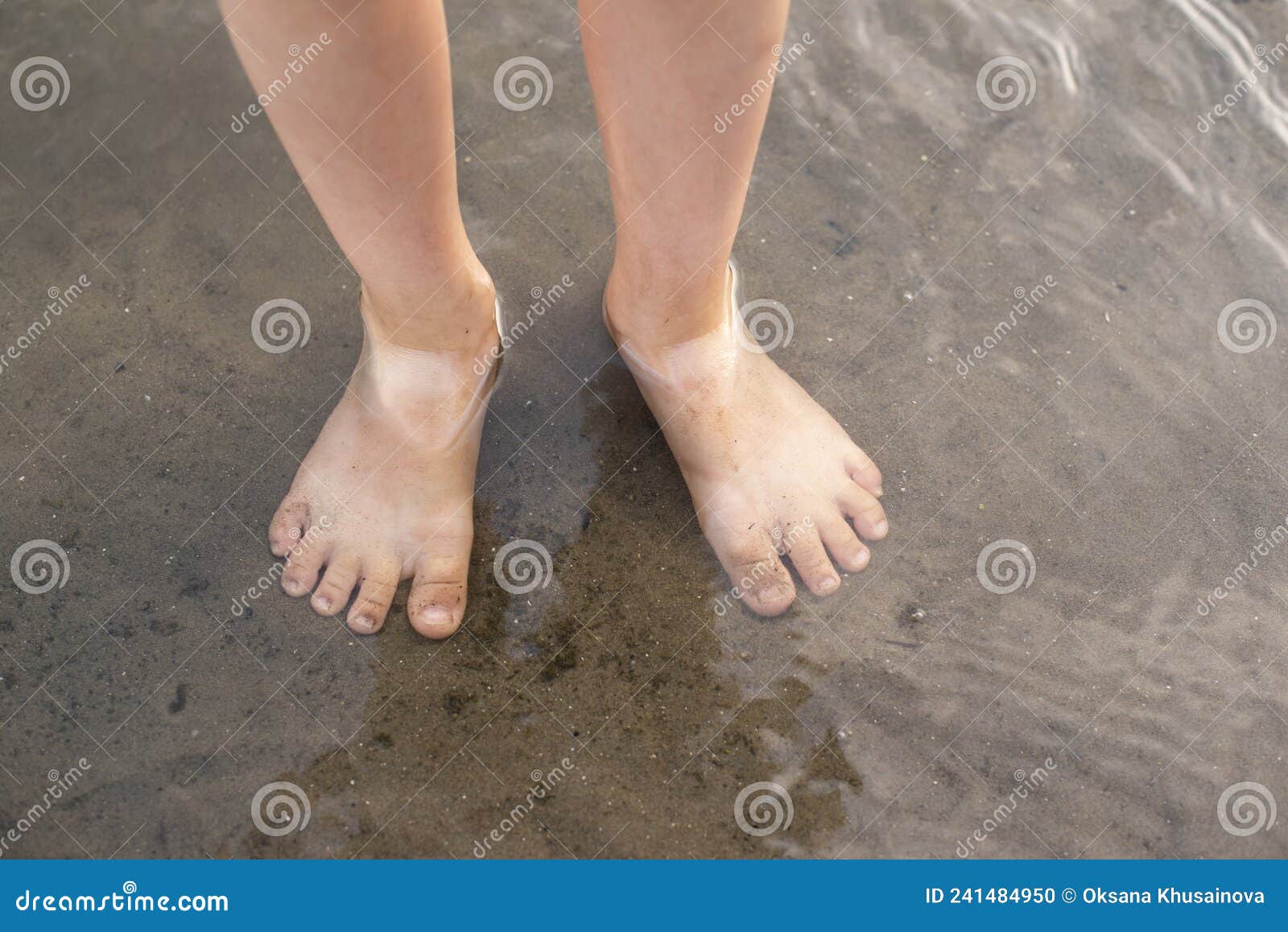 Children& X27;s Feet are in the Water of the River Stock Photo - Image ...