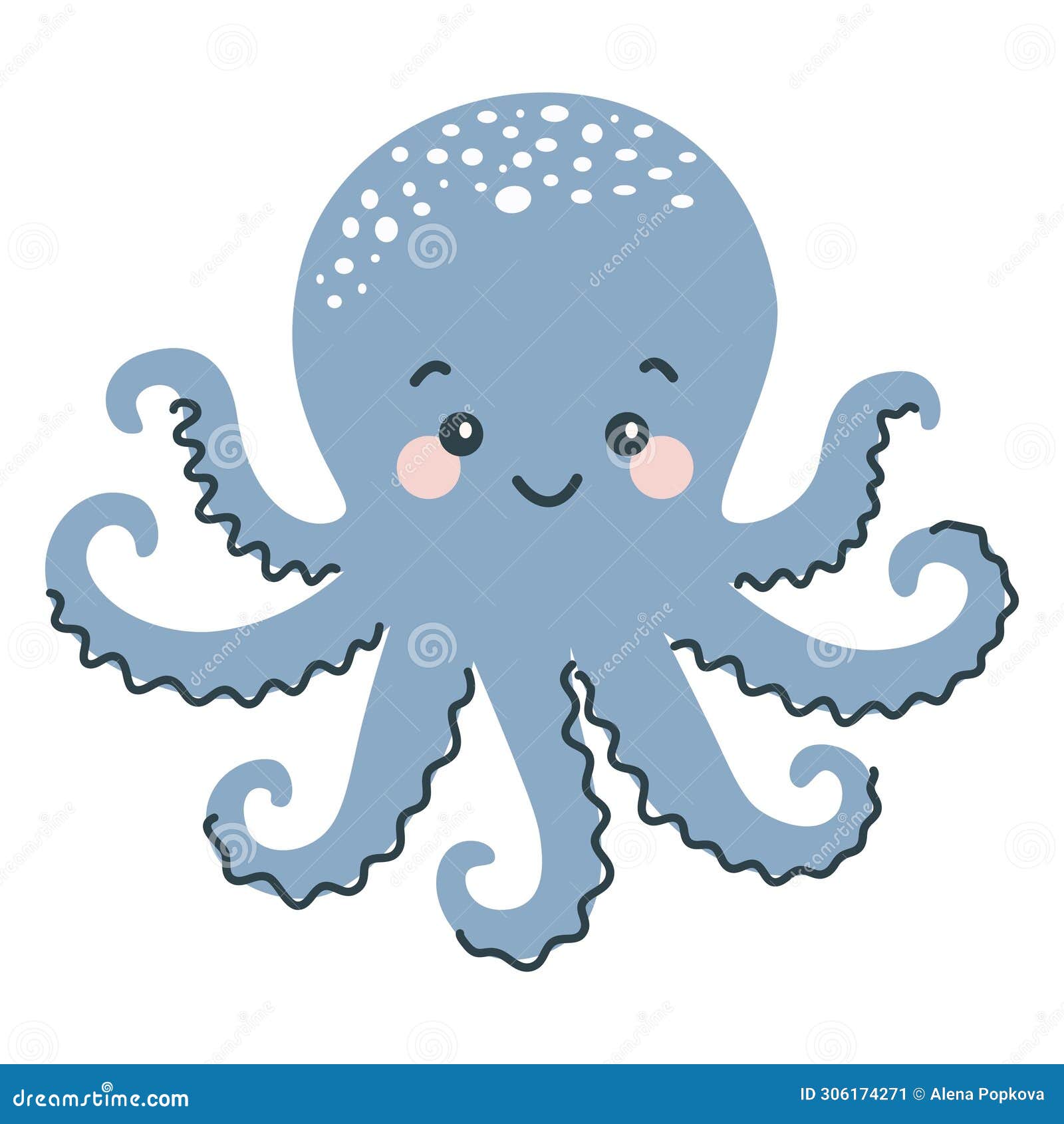 Children S Flat Vector Illustration on White Background. Cute Blue ...