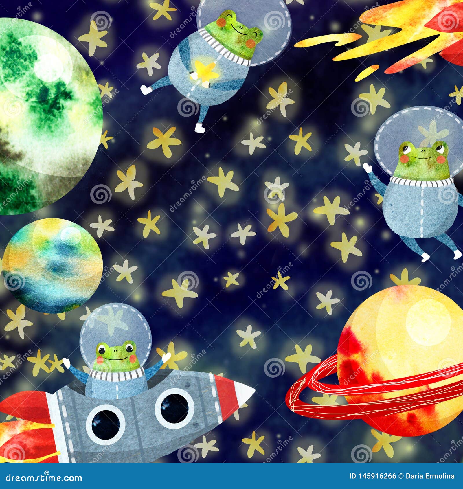 Children`s Frame with Planets Stock Illustration - Illustration of ...