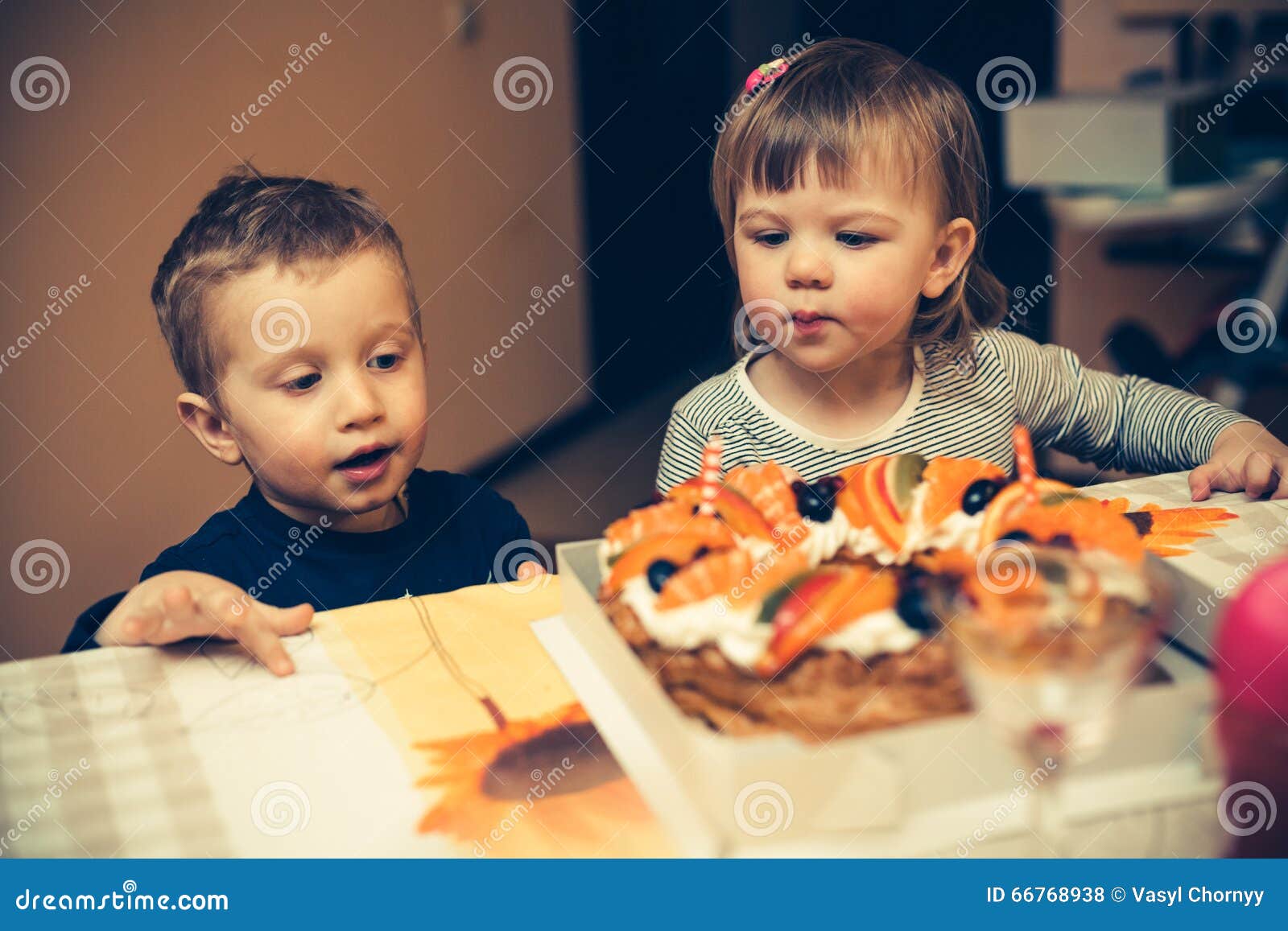 Children S Going To Eat a Cake Stock Photo - Image of children, child ...