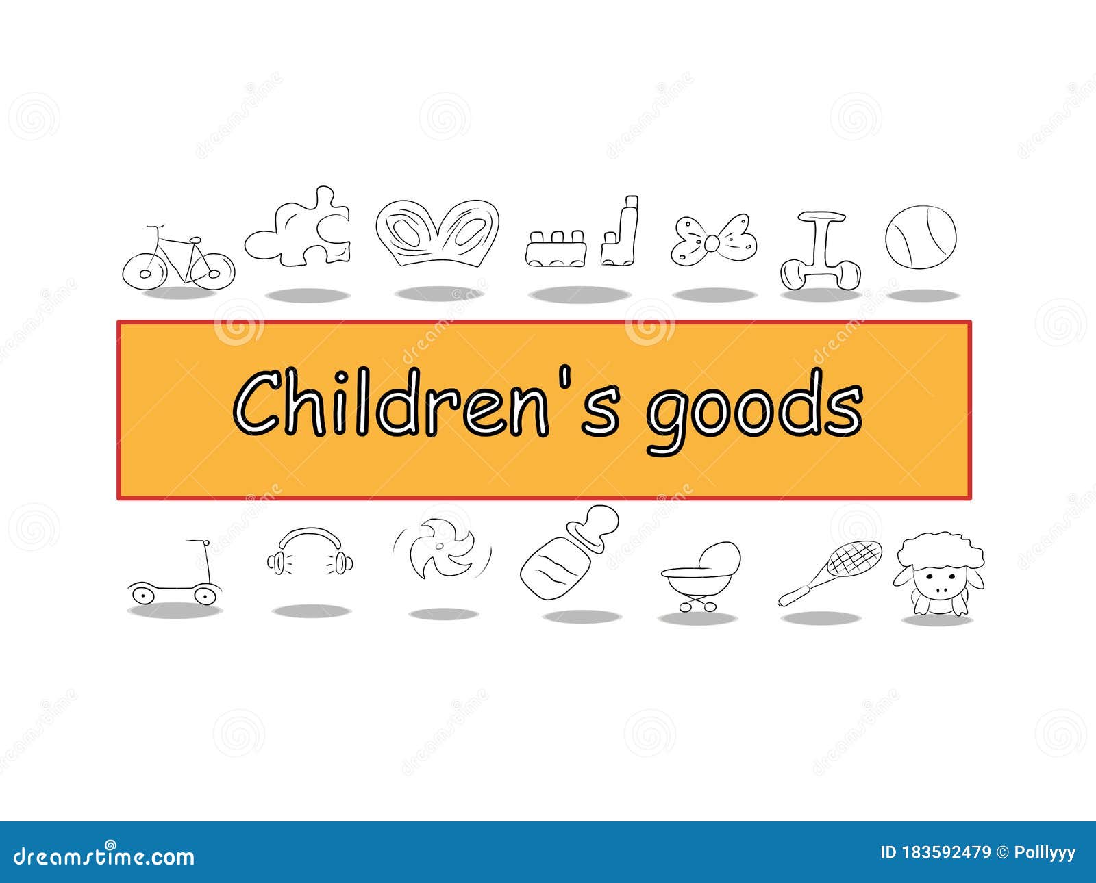 Children`s Goods Vector Icon Set. Thin Simple Collection Illustration ...