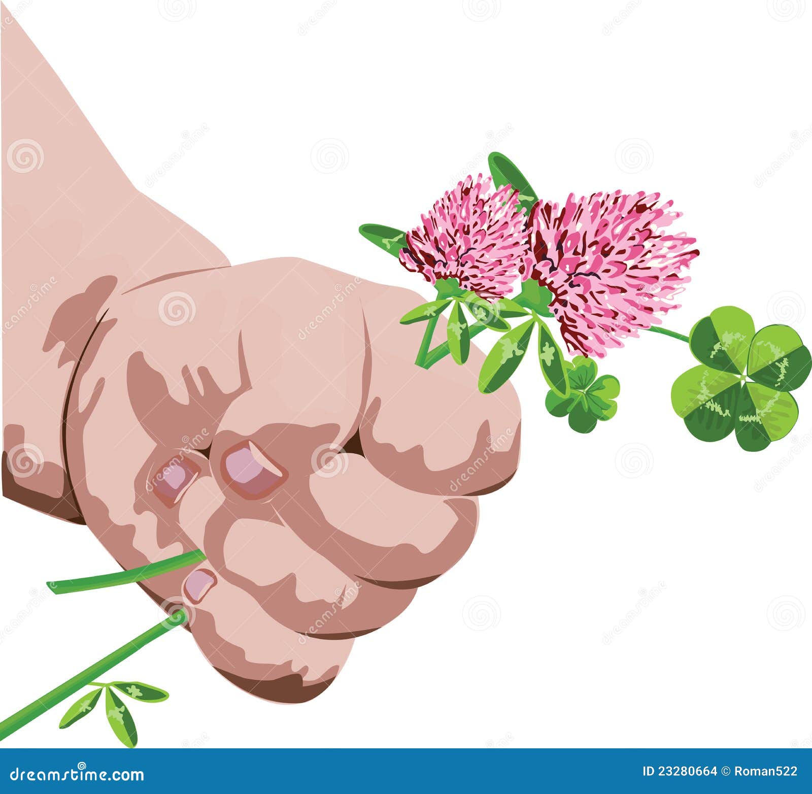 Children S Hand with Clover Stock Vector - Illustration of frame ...