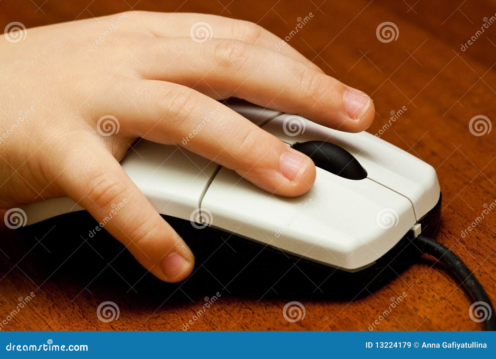 Children S Hand on Computer Mouse Stock Image - Image of brown, human ...