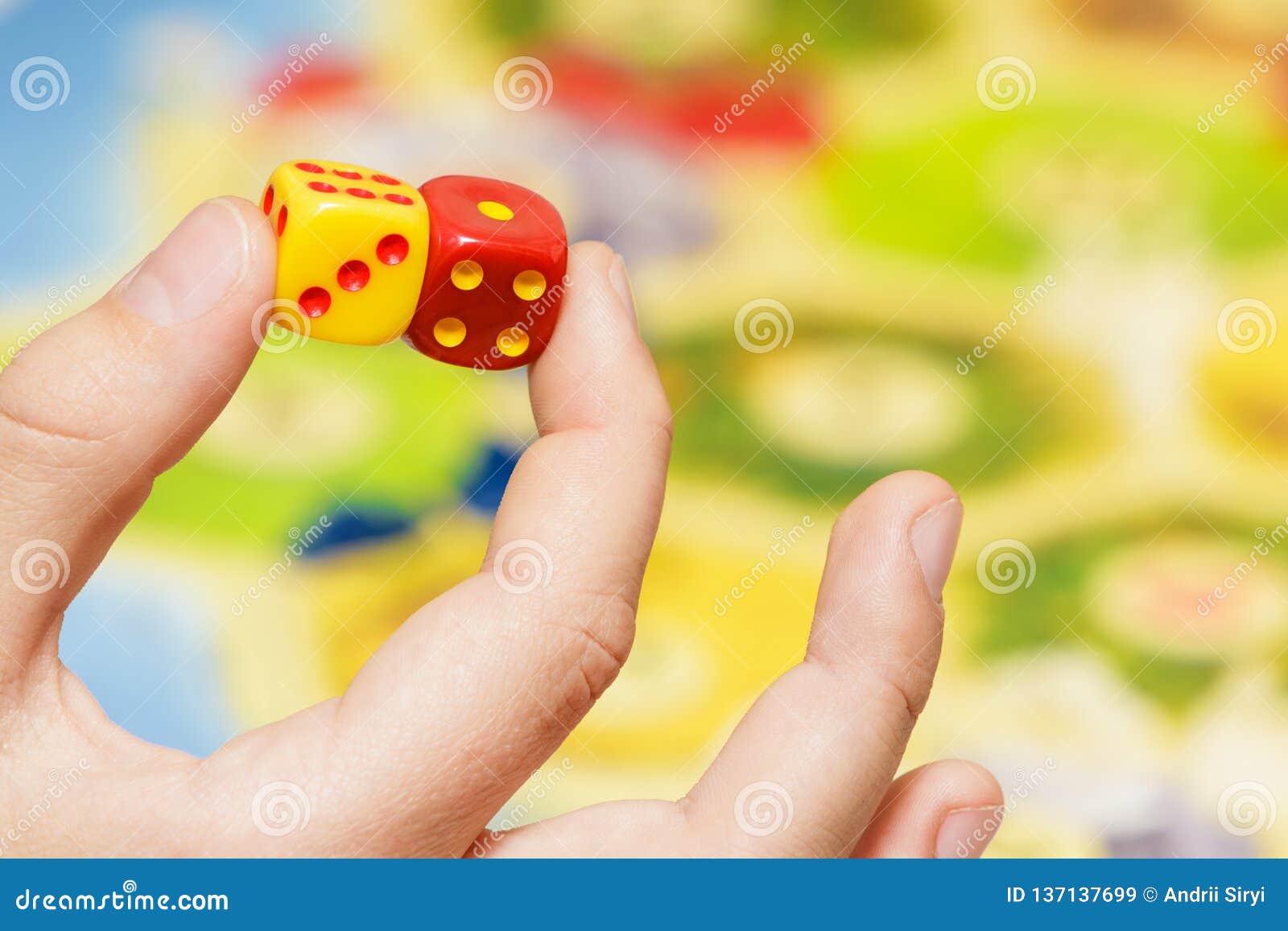 Children`s Hand with Dice from the Board Game Stock Image - Image of ...