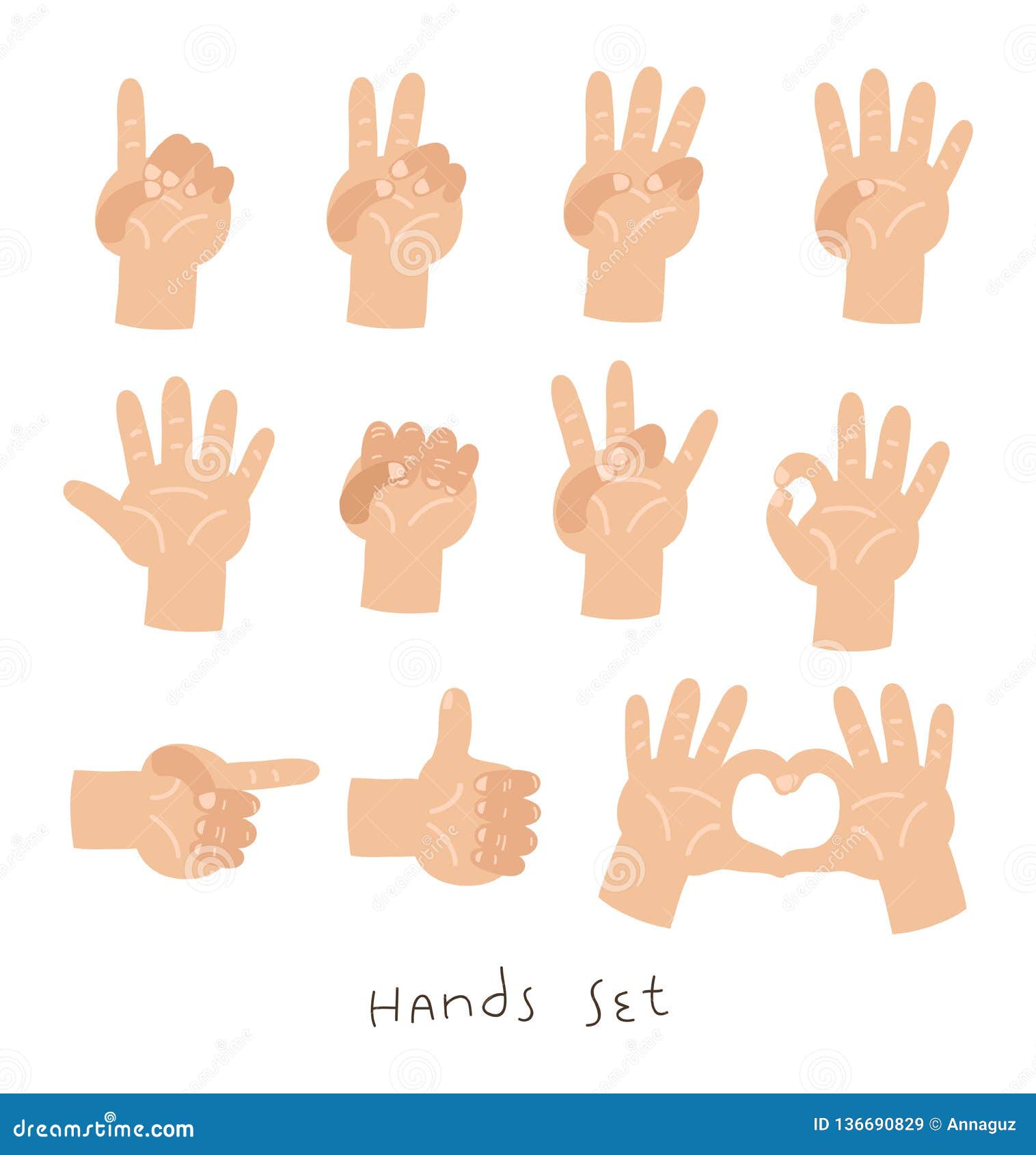 Children`s Hand. Different Gestures Stock Vector - Illustration of baby ...