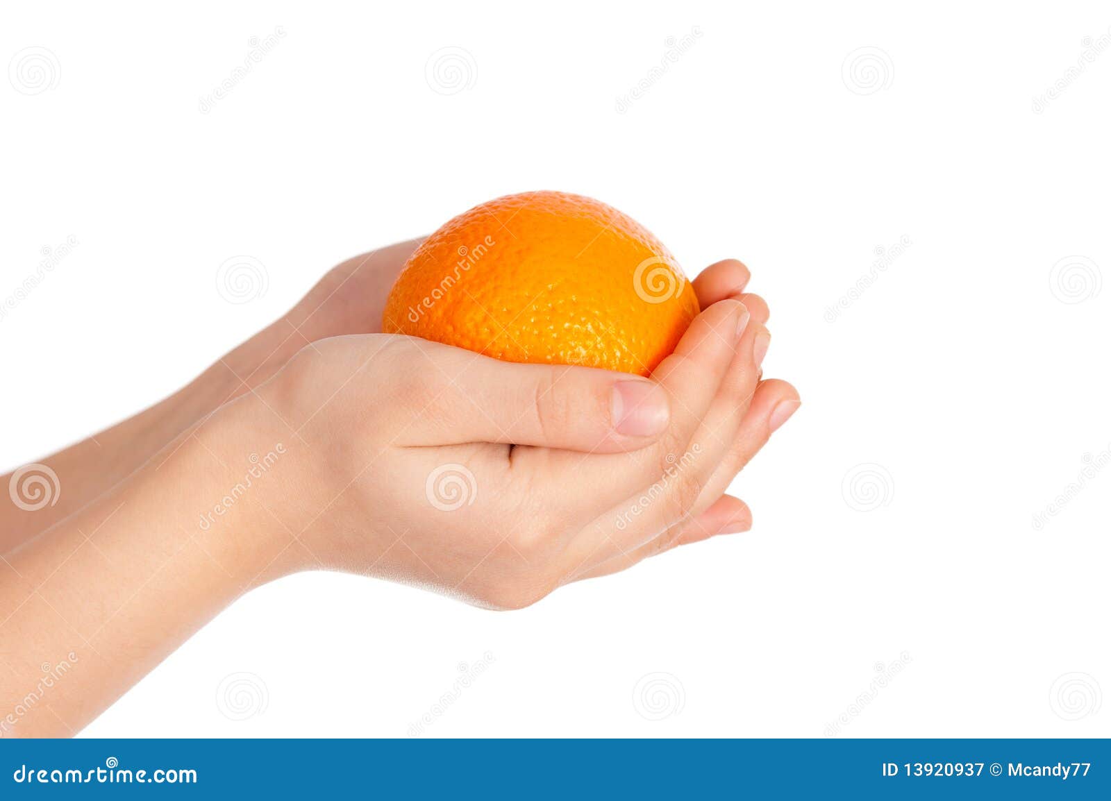 Children S Hand with an Orange on White Stock Image - Image of diet ...
