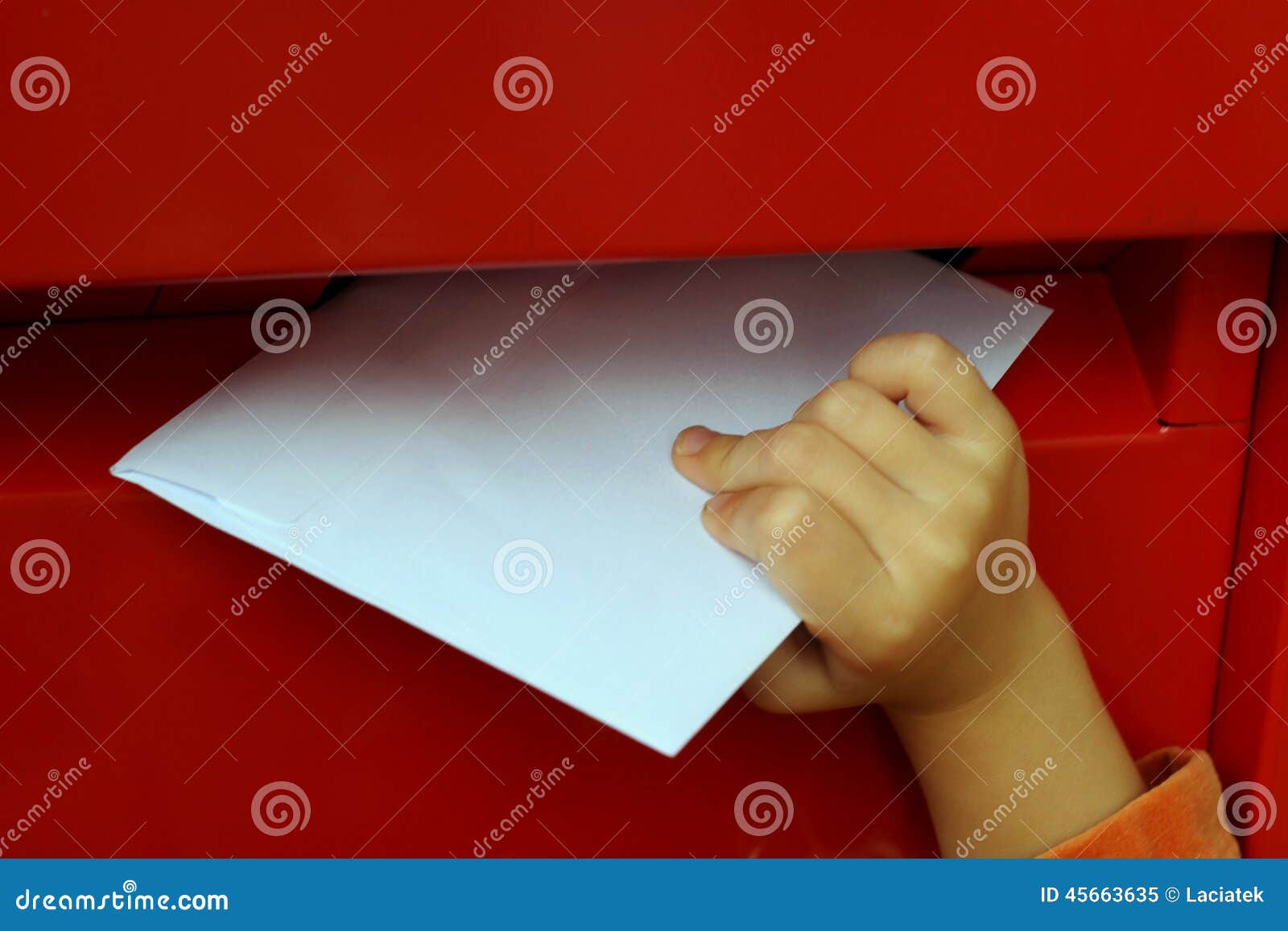 Children S Hand Putting Letter in Mailbox Stock Image - Image of ...