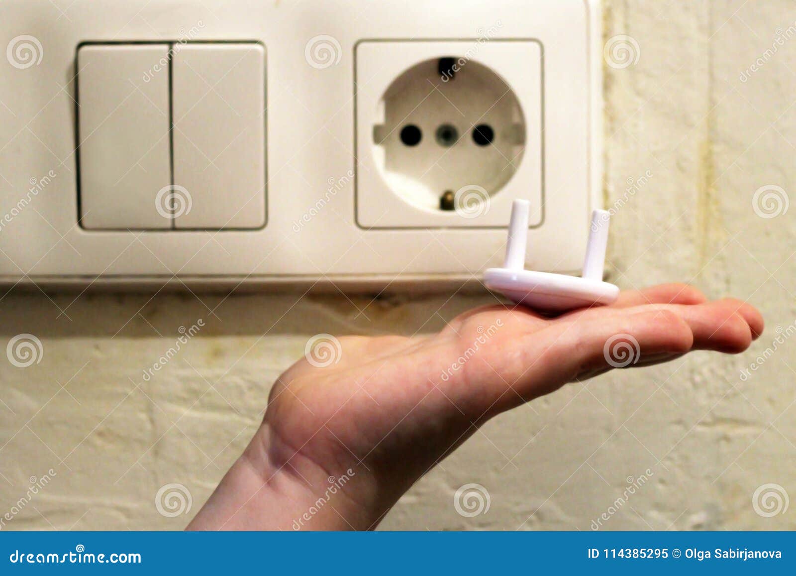 Children`s Hand Symbolizing Danger of an Electrical Current Stock Image ...