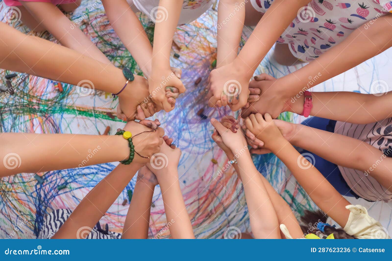Children S Hands in the Form of a Circle. the Concept of Unity of ...