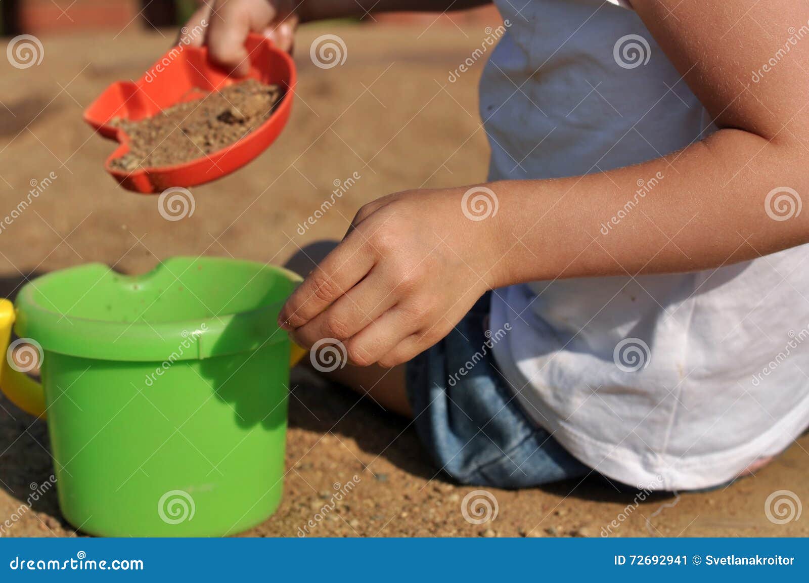 Children S Hands Playing with Sand in a Sandbox Stock Image - Image of ...