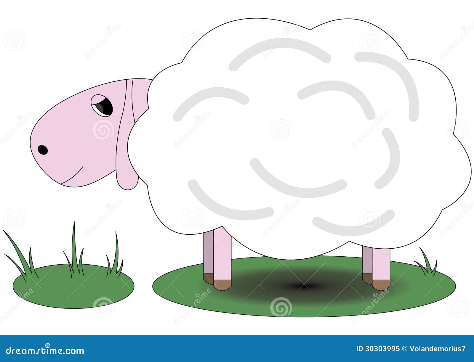 Pretty Pink Sheep Standing on Grass Stock Vector - Illustration of wool ...