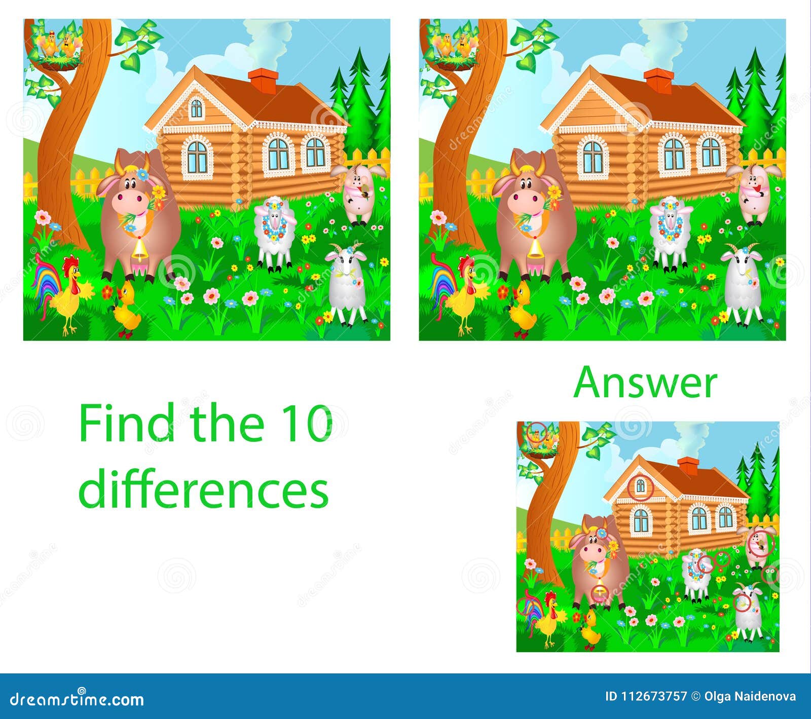 Children`s Illustration Visual Puzzle: Find Ten Differences from Stock ...