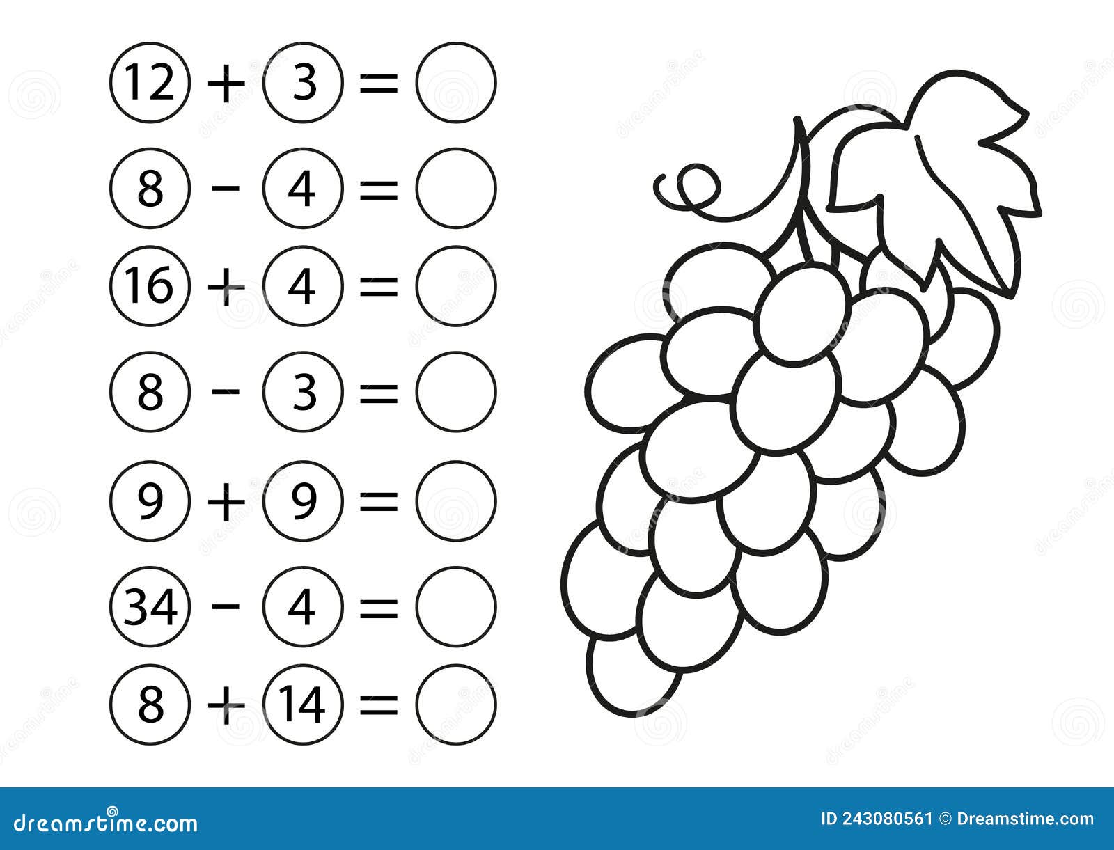 Children S Math Game, Subtraction and Addition of Numbers. Coloring ...