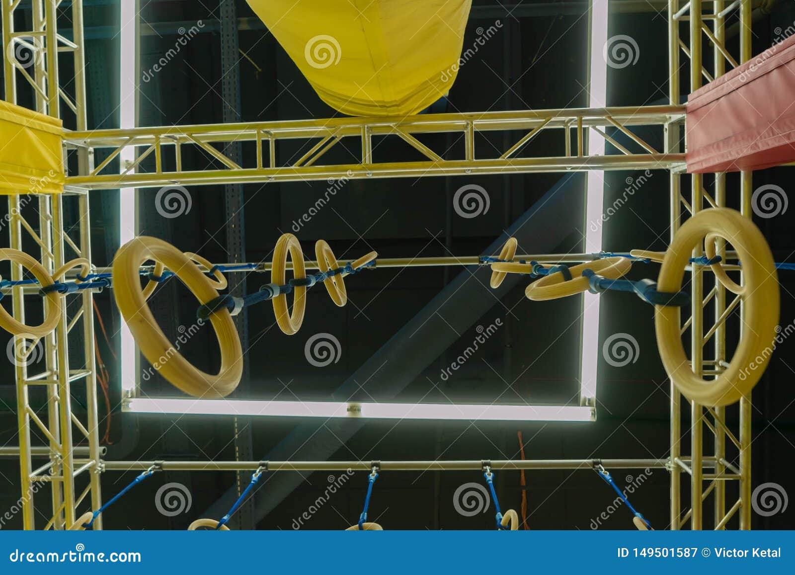 Children& X27;s Obstacle Course. Rings, Cylinders and Supporting ...