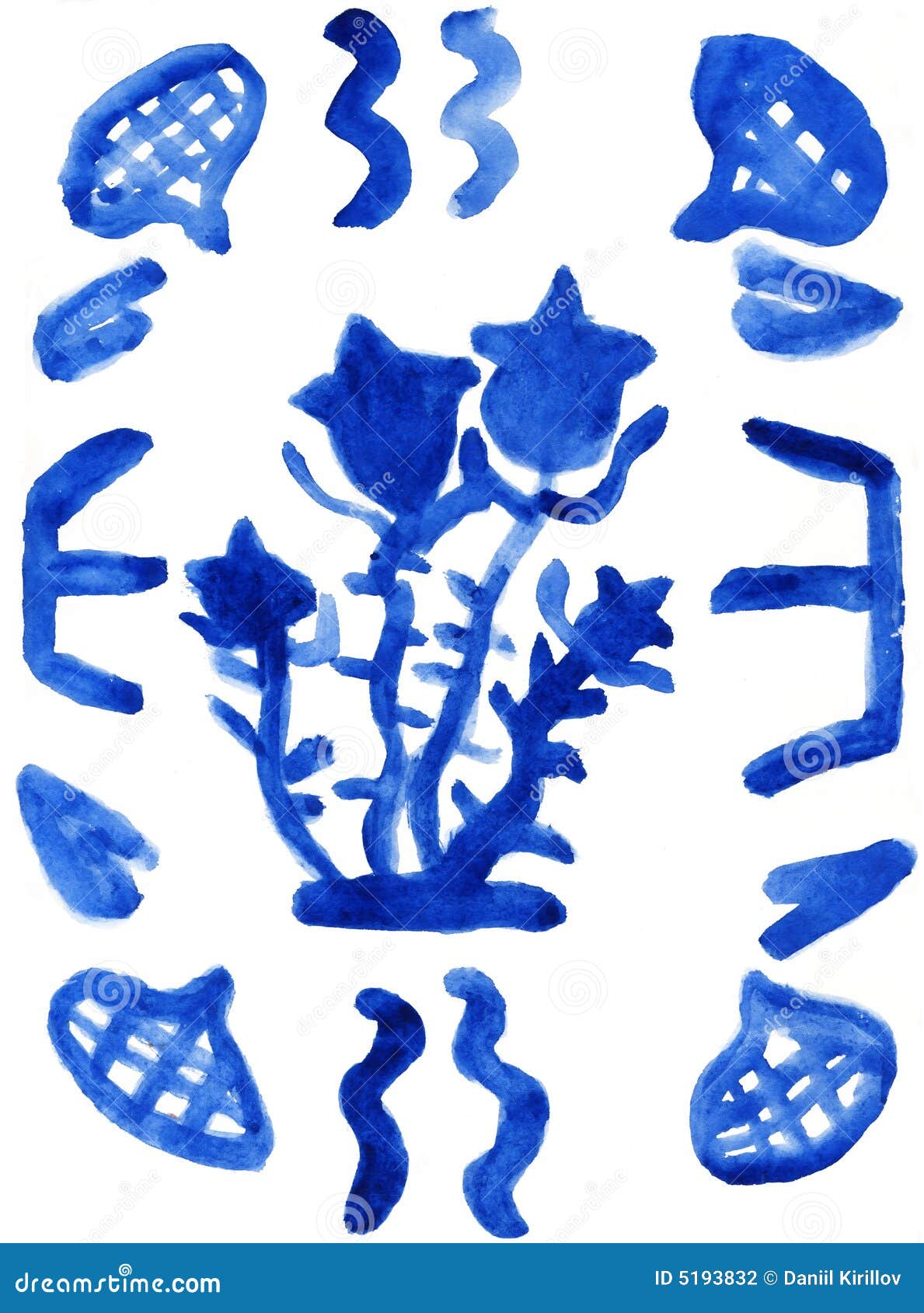 Children S Paint Blue Pattern Stock Illustration - Illustration of play ...