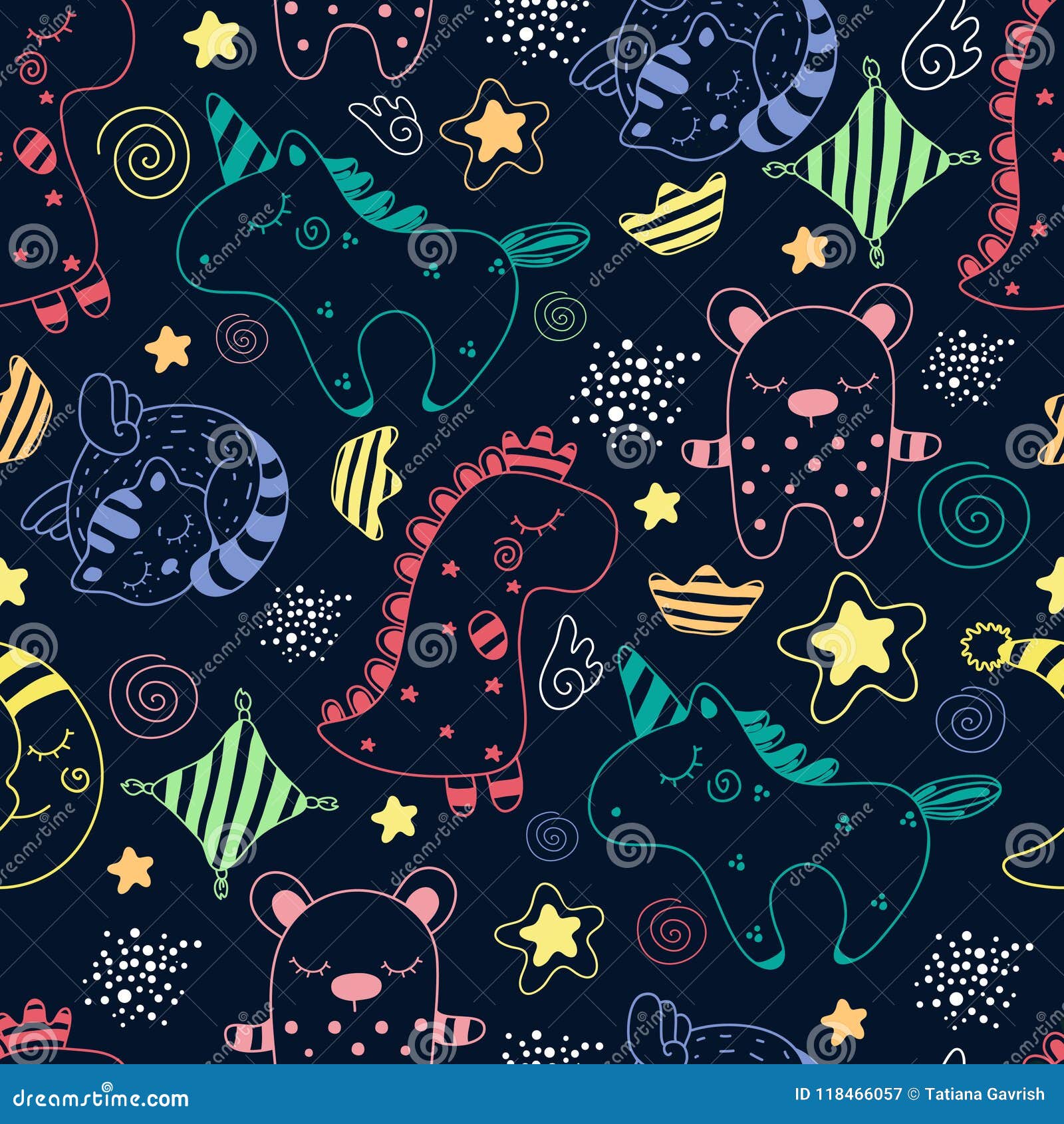 Magic dreams. Pattern-2 stock vector. Illustration of pajamas - 118466057