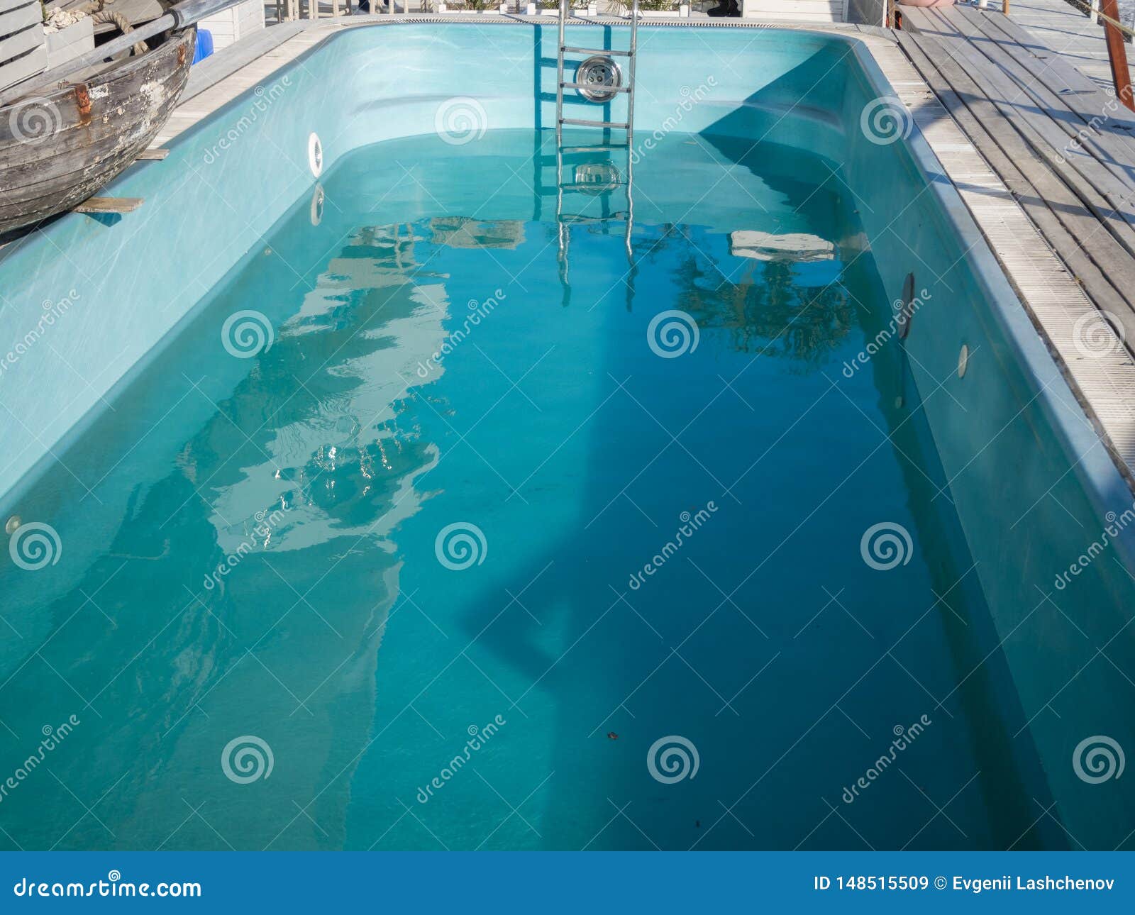 Children`s Plastic Blue Pool with Water Blue Stock Image - Image of ...