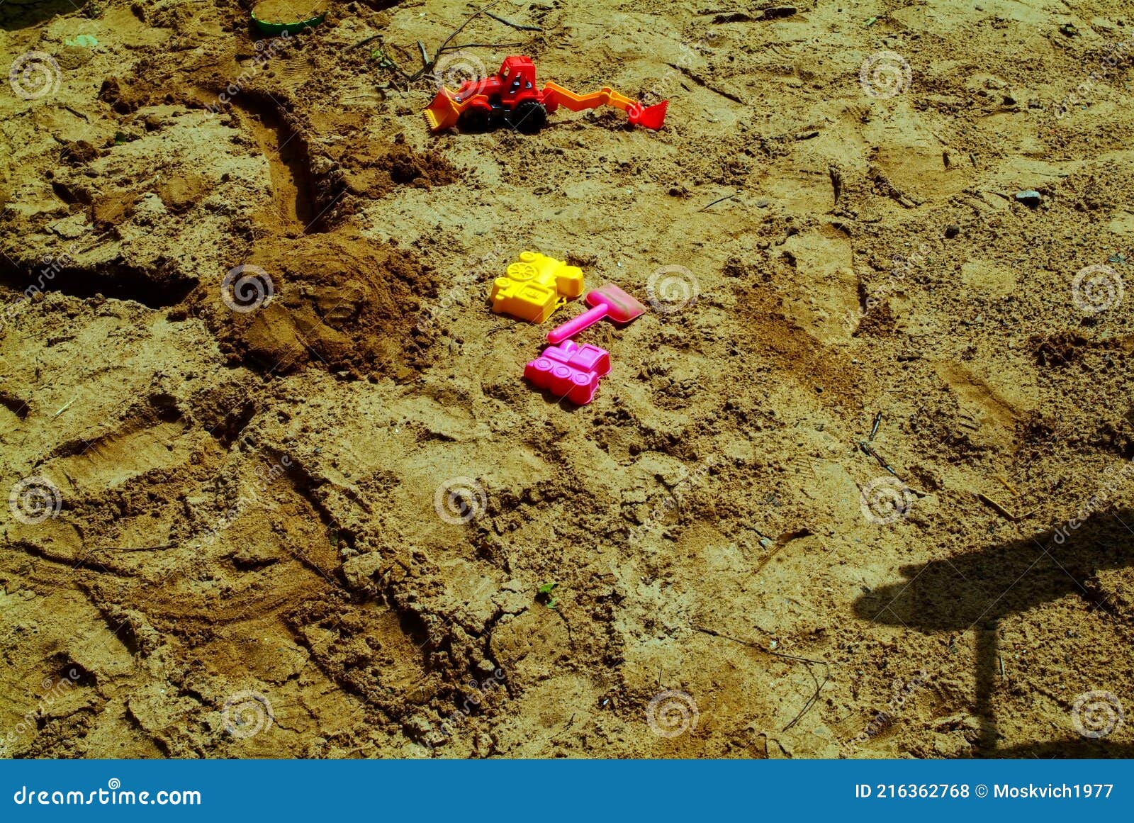 Children`s Plastic Molds in the Sandbox Stock Photo - Image of object ...