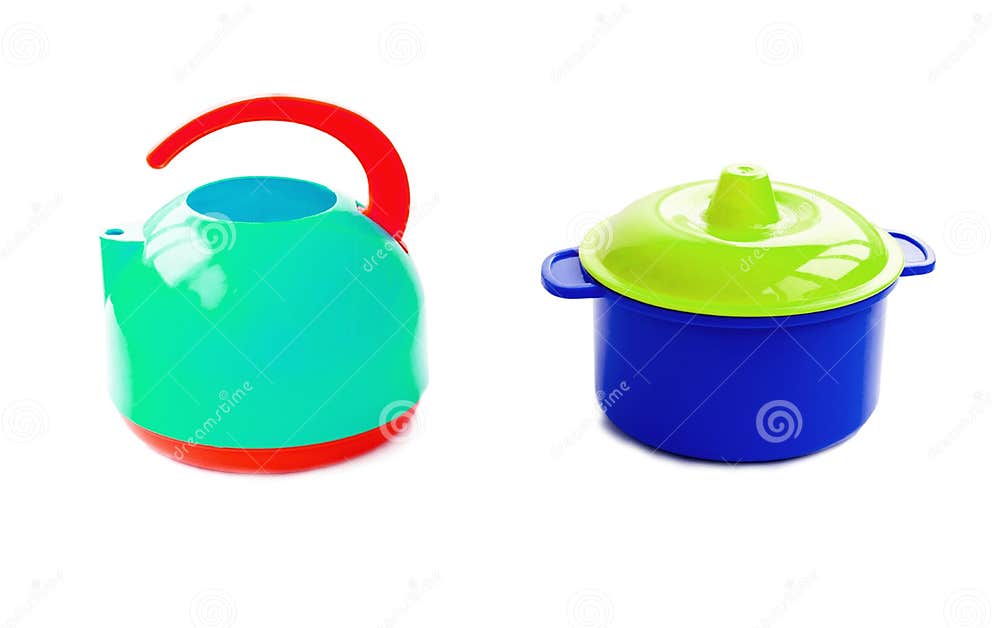 Children S Plastic Tea Maker and Pan Stock Photo - Image of colorful ...