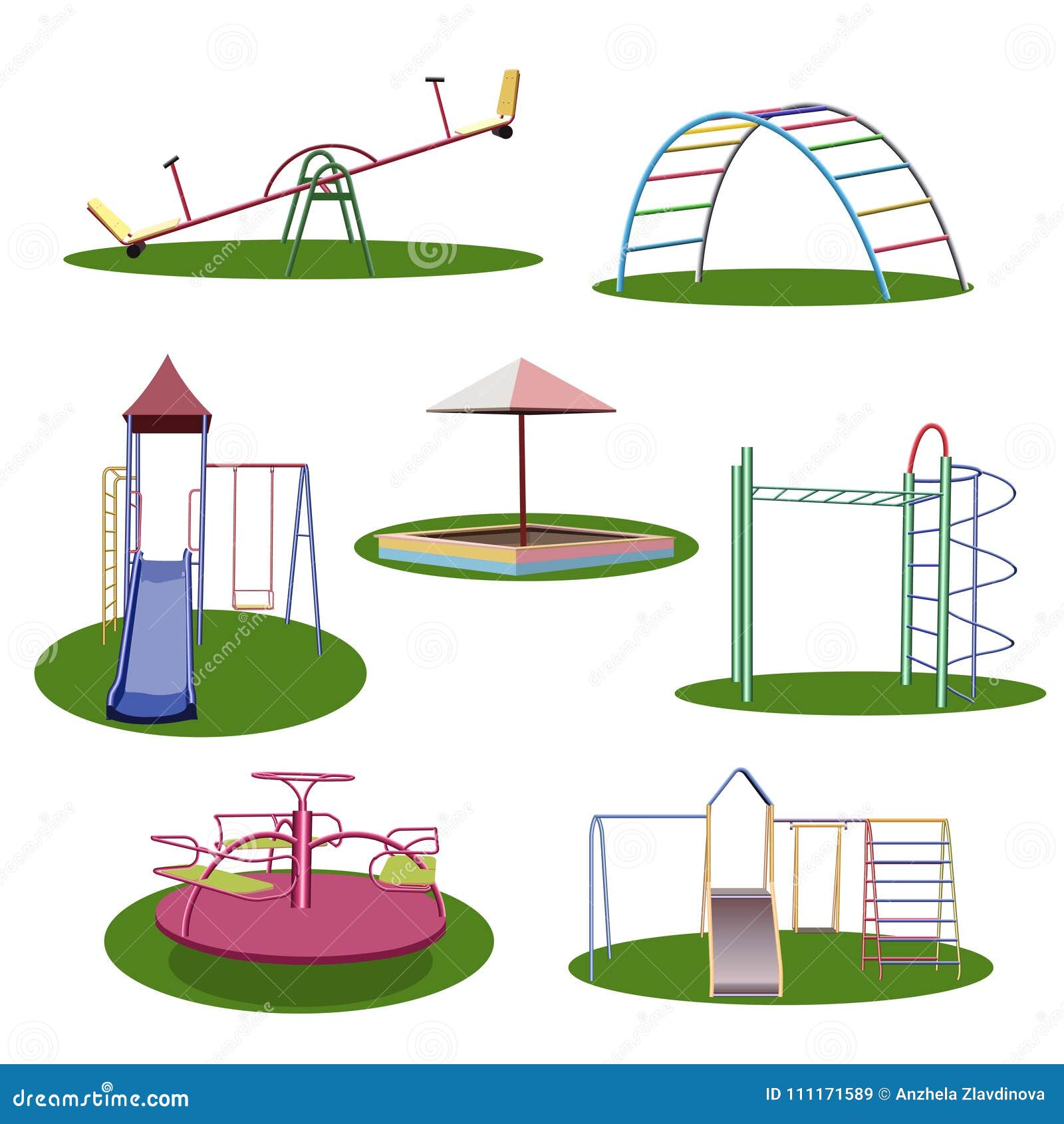 A Children`s Playground. a Set of Illustrations. Stock Vector ...