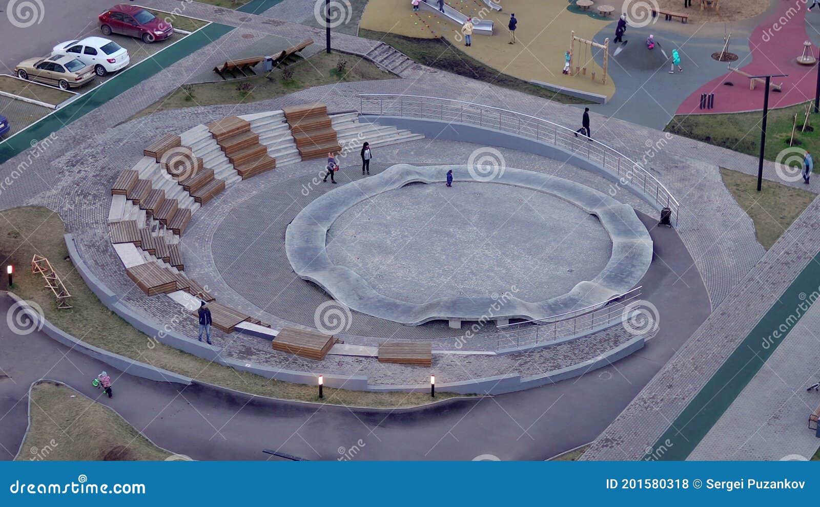 Children`s Play Complex in the Russian Courtyard from a Great Height ...
