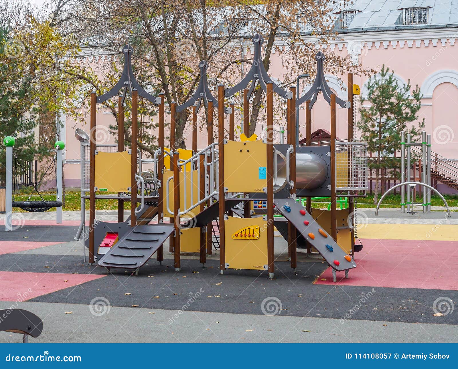 Children`s Play Town in the Park in the Fall. Stock Image - Image of ...