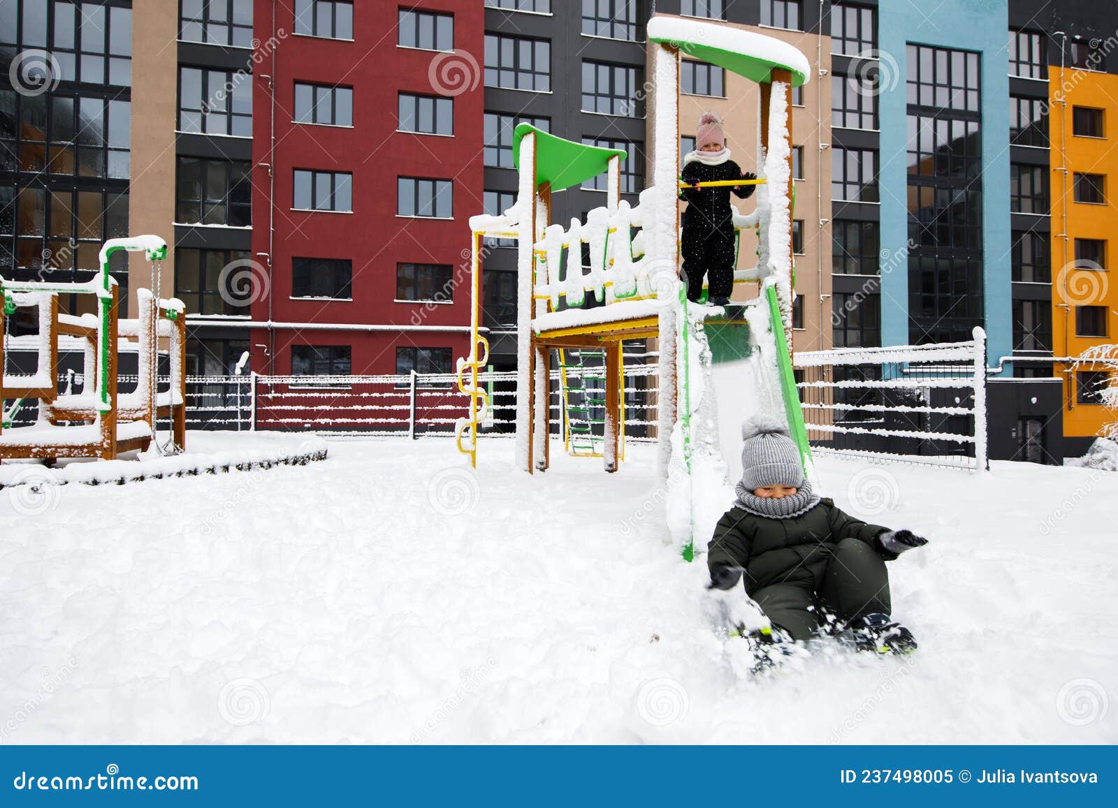 Children& X27;s Playground Covered with Snow in Winter Stock Image ...
