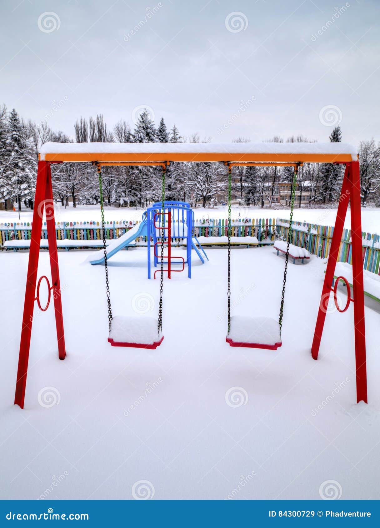 Children`s Playground Covered with Snow Stock Image - Image of empty ...