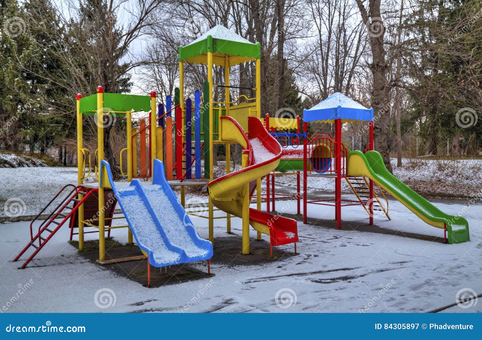 Children`s Playground Covered with Snow Stock Image - Image of park ...