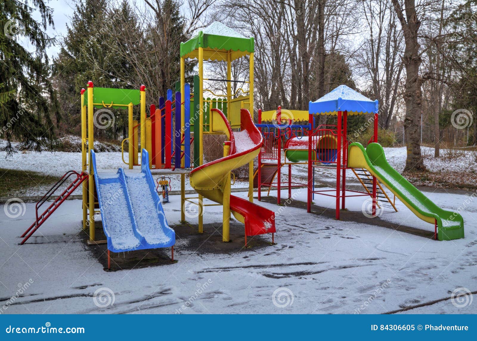 Children`s Playground Covered with Snow Stock Image - Image of colorful ...